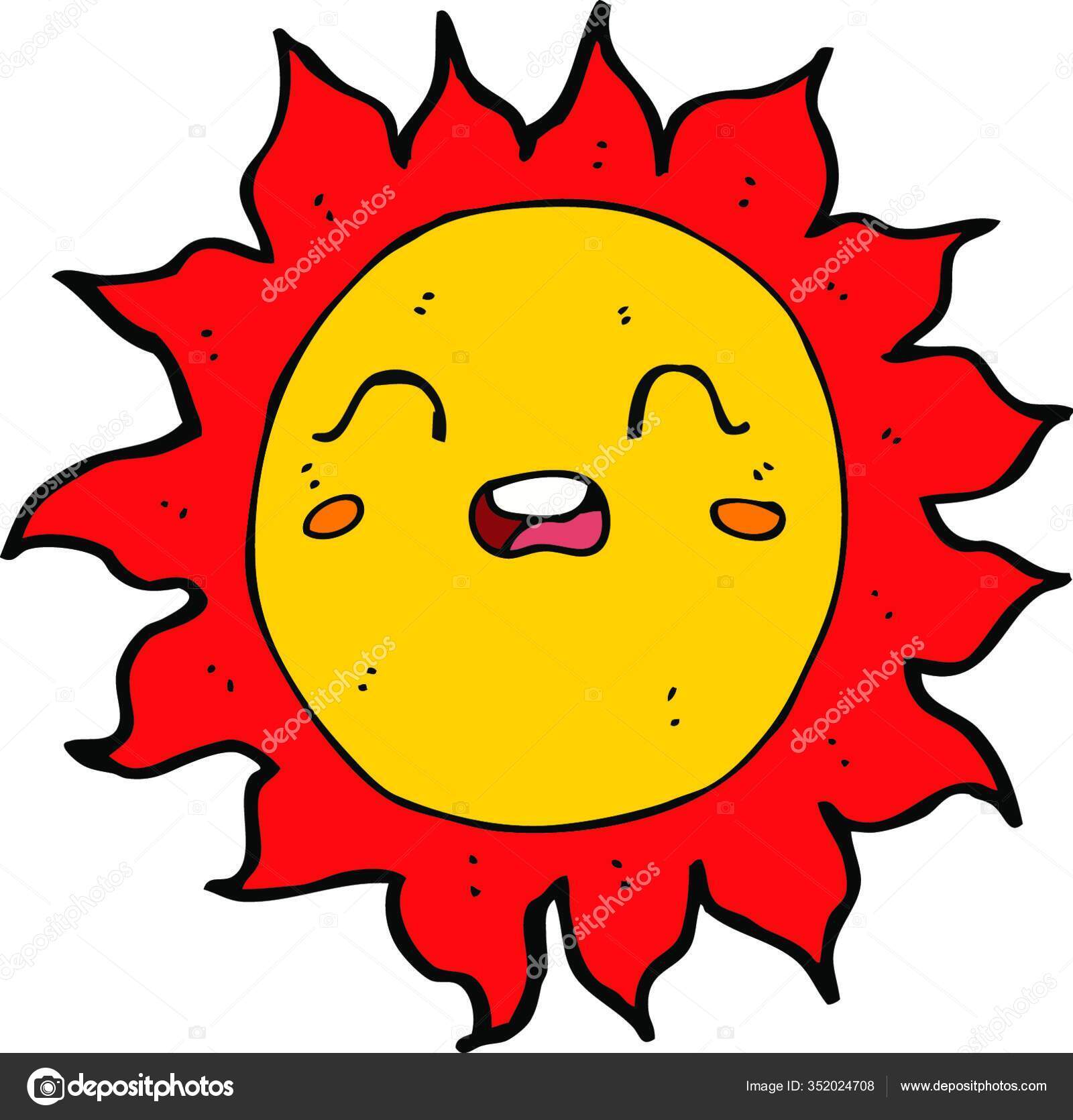 Desenho Animado Sol Ilustração Fundo Branco Vetor de ...