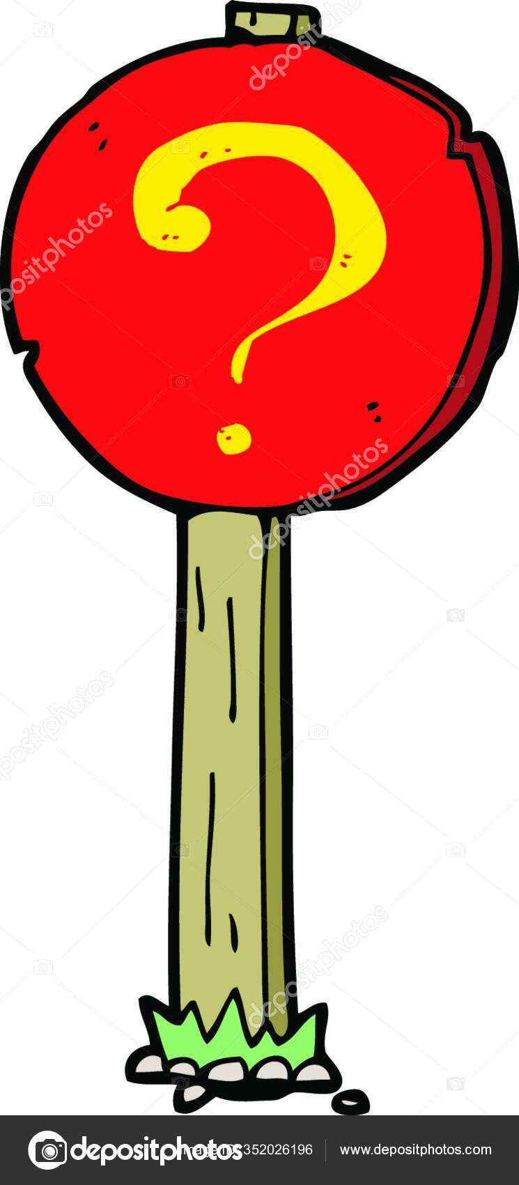 Cartoon Question Mark Sign Post Illustration White Background Stock ...