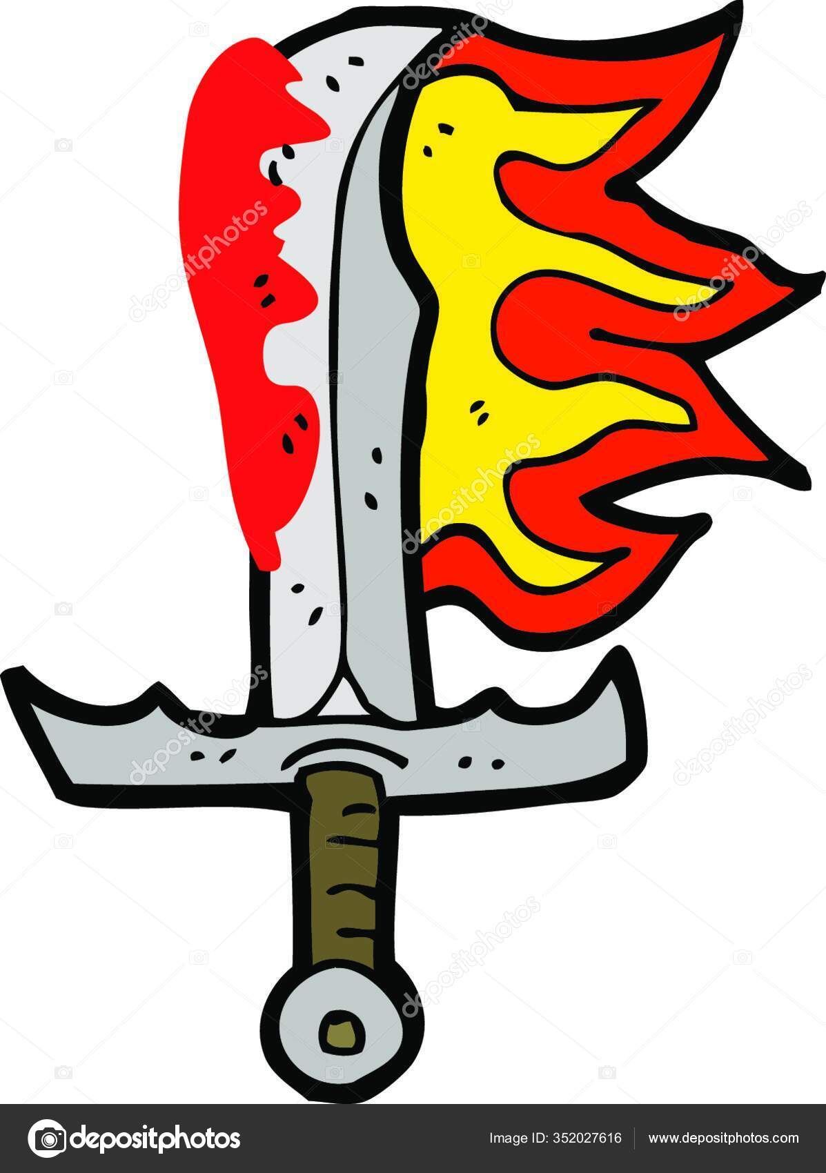 Cartoon Bloody Sword Illustration White Background Stock Vector Image ...