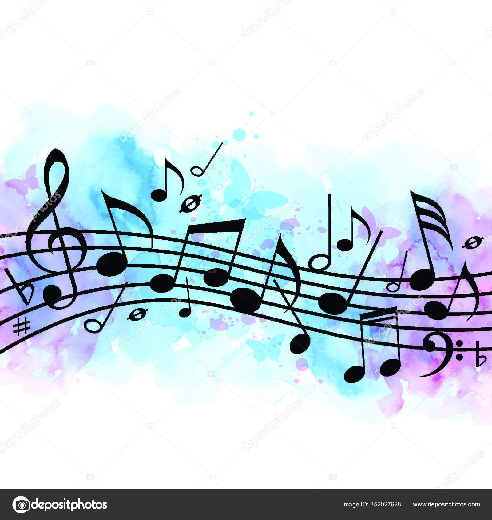 White Music Note On Blue Background