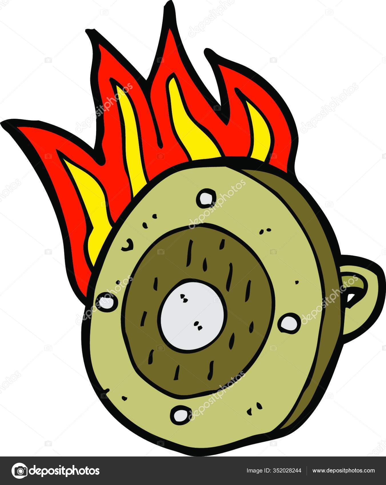 Cartoon Burnng Shield Illustration White Background Stock Illustration ...