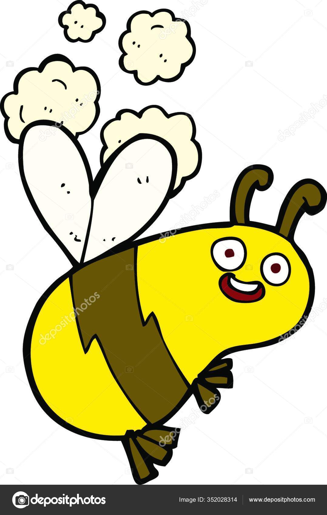 Funny Cartoon Bee Illustration White Background Stock Vector Image by ...