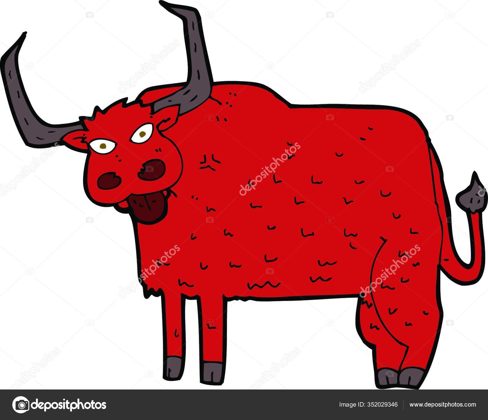 Cartoon Hairy Cow Illustration White Background Stock Vector by ...