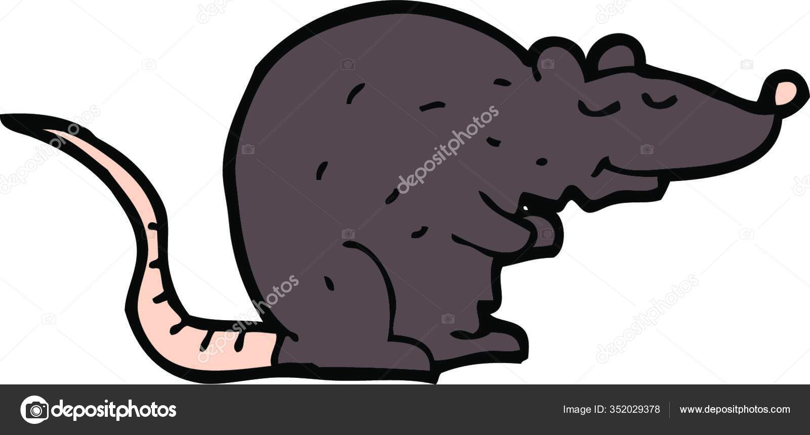 Cartoon Black Rat Illustration White Background Stock Vector Image by ...