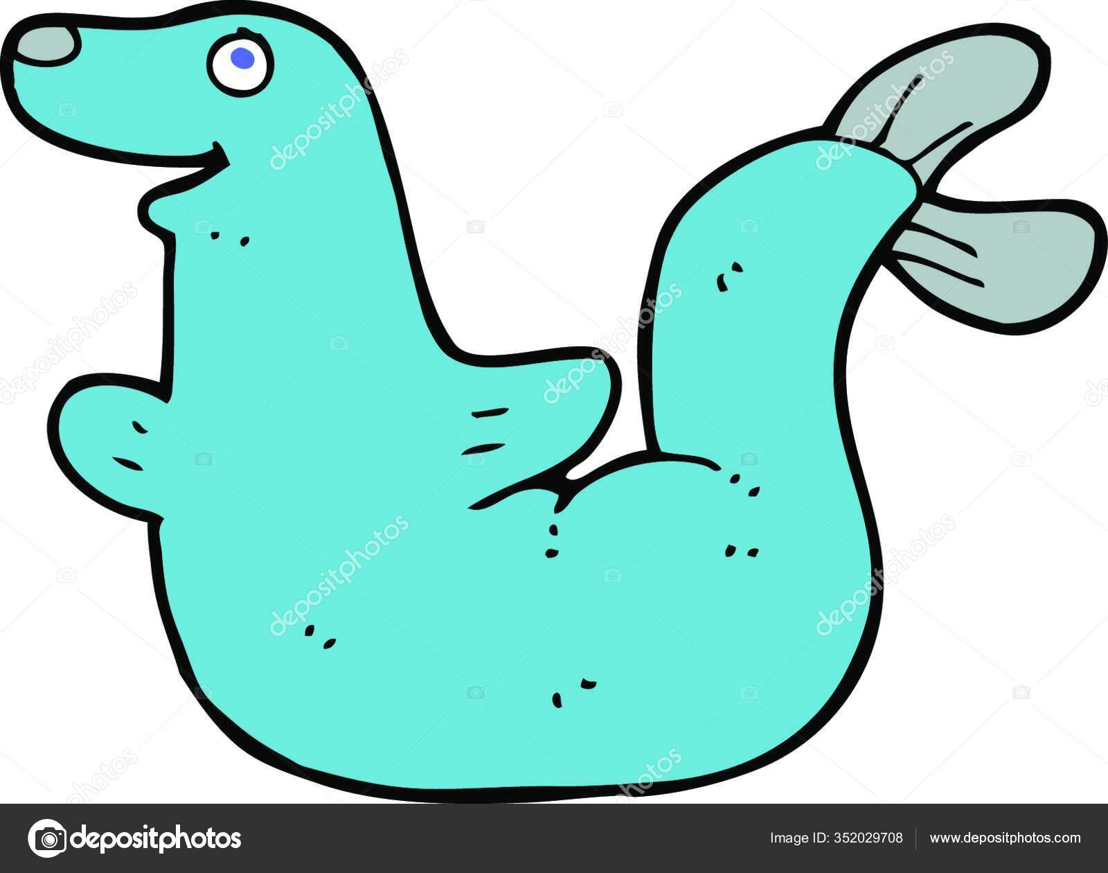 Segel Kartun Ilustrasi Pada Latar Belakang Putih Vektor Stok oleh ...