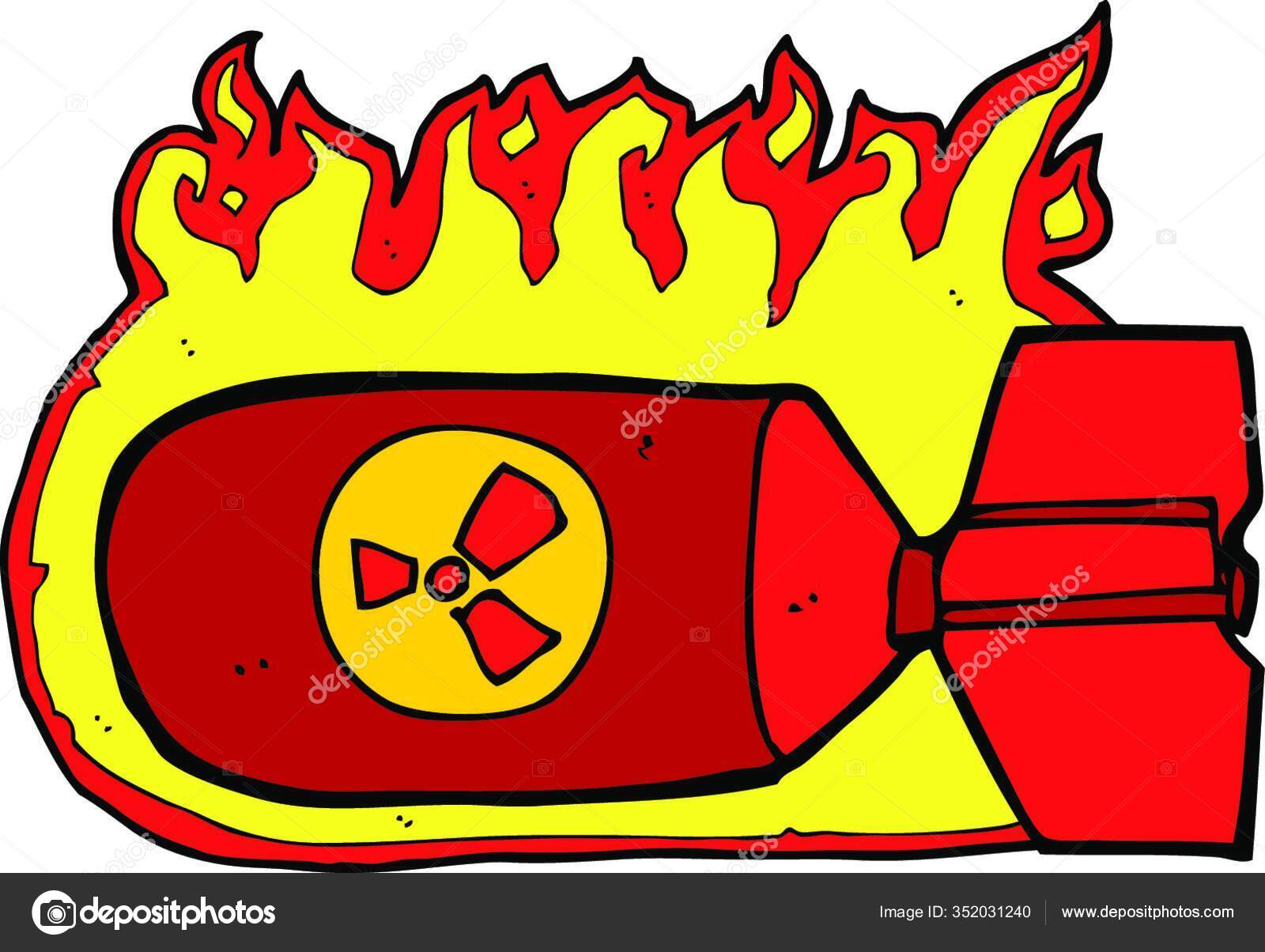 Dibujos Animados Bomba Nuclear Ilustración Sobre Fondo Blanco Vector de ...