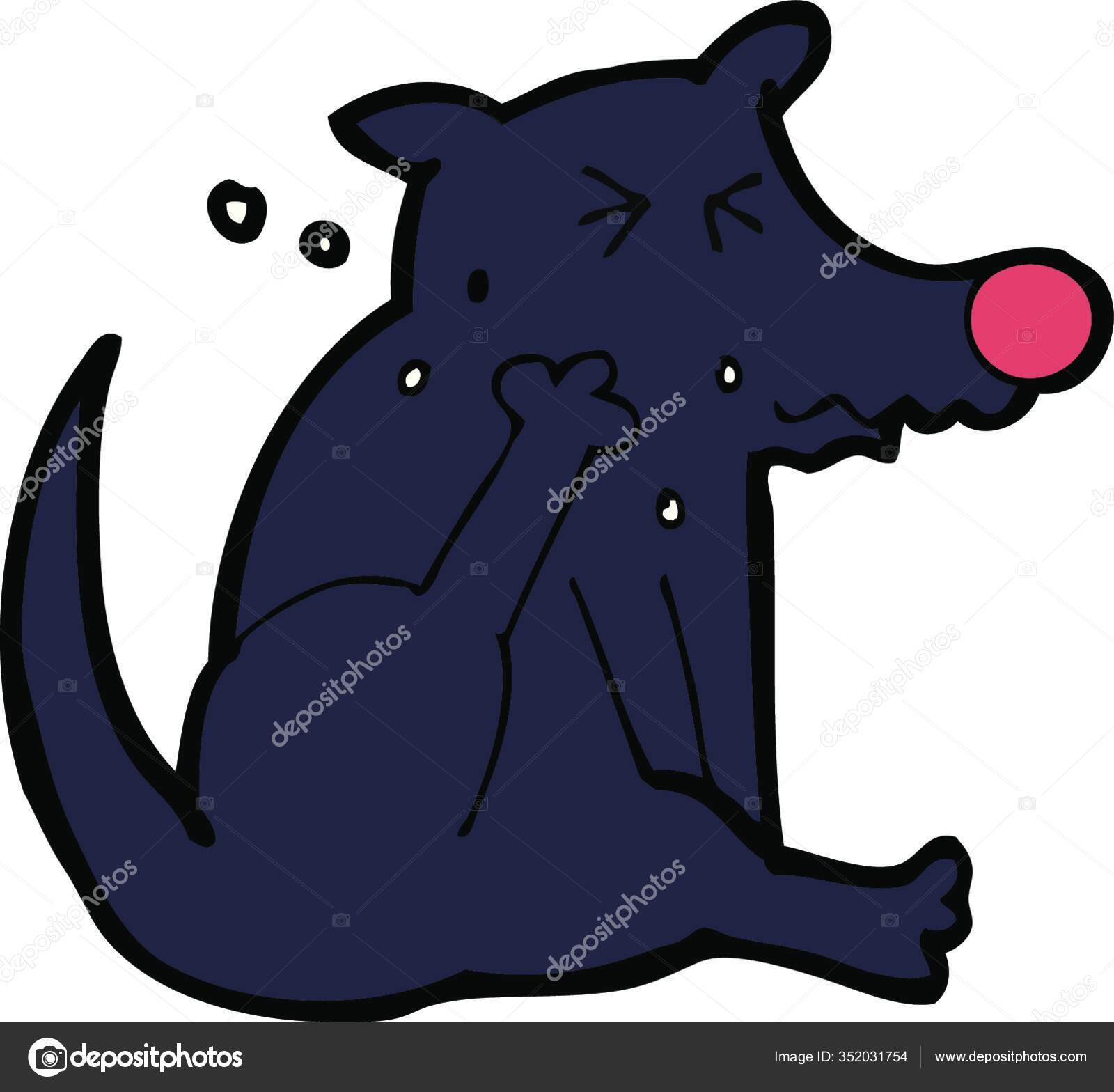 Arrastrado Perro Dibujos Animados Ilustración Sobre Fondo Blanco Vector ...