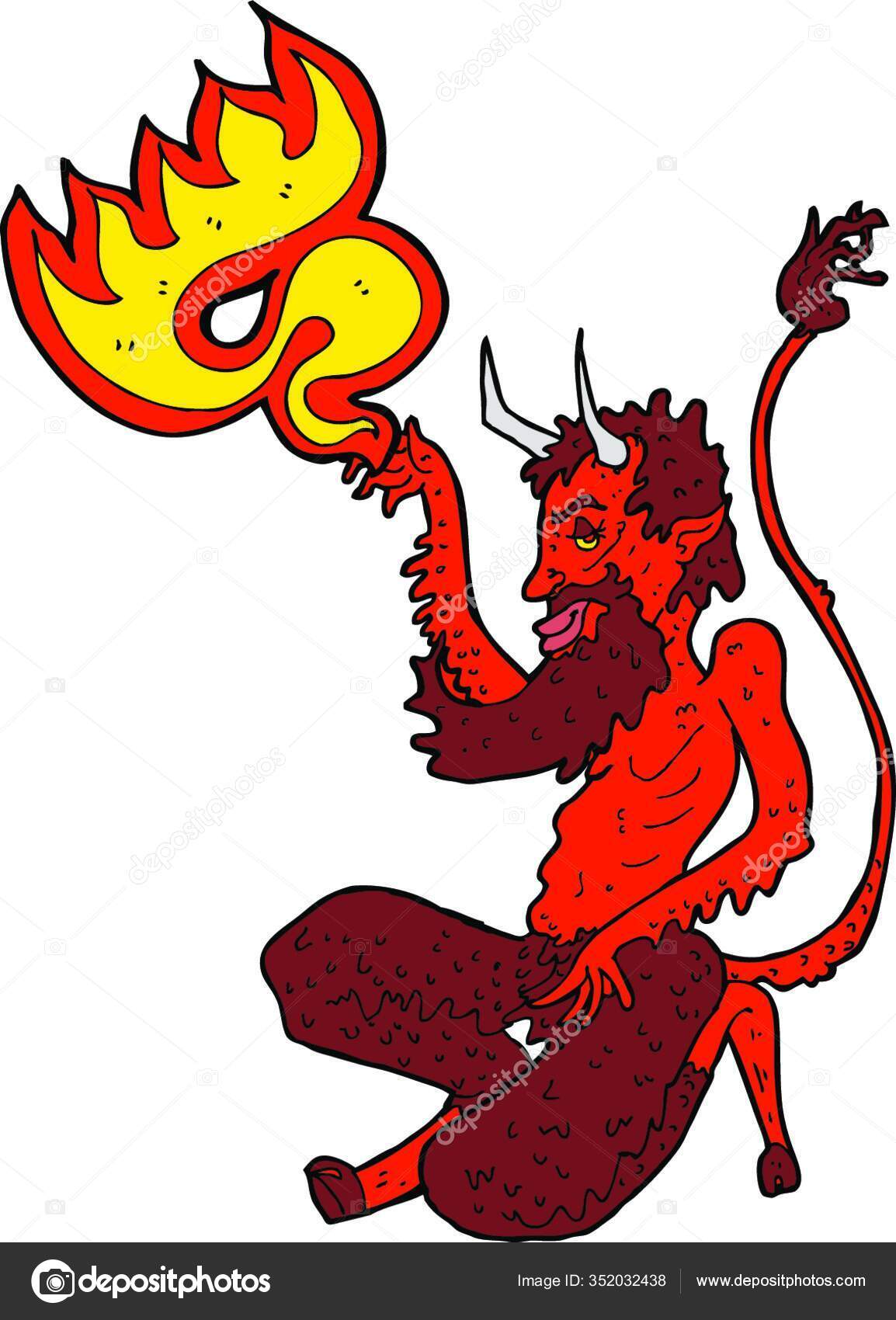 Cartoon Traditional Devil Illustration White Background Stock Vector ...