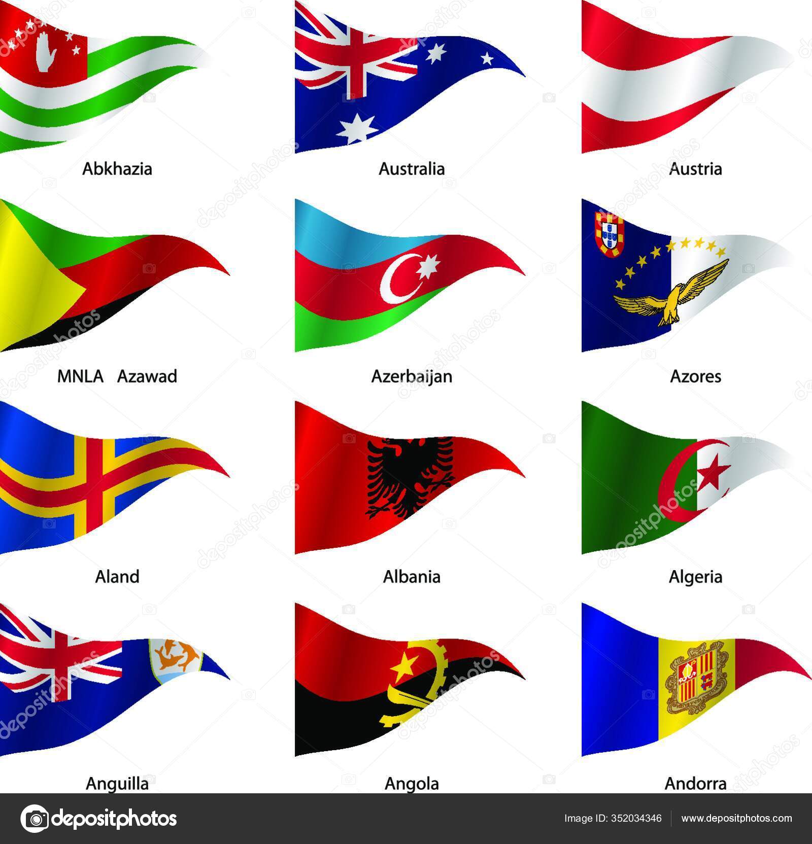Set Flags World Sovereign States Triangular Shaped Vector Illustration ...