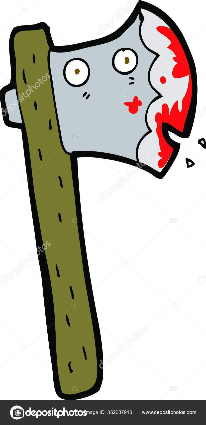 Machado Cartoon Sangrento Ilustração Fundo Branco Vetor de ...