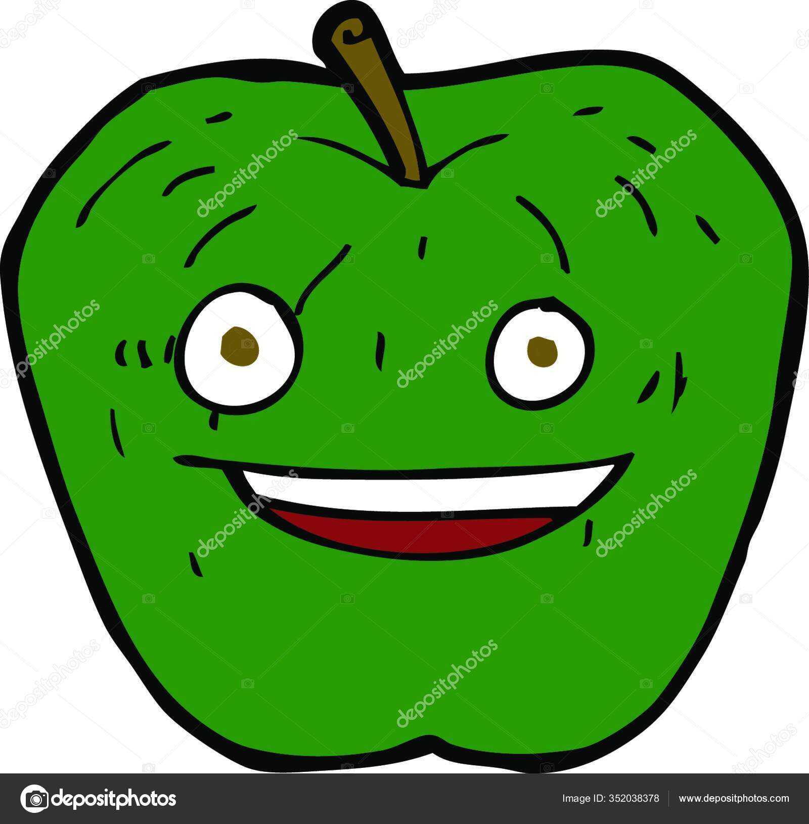 Cartoon Apple Illustration White Background Stock Vector by ...