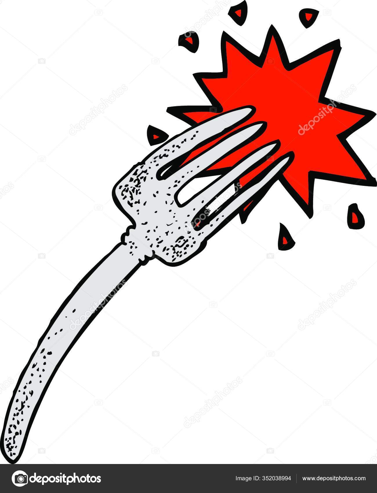 Tenedor Dibujos Animados Ilustración Sobre Fondo Blanco Vector de stock ...