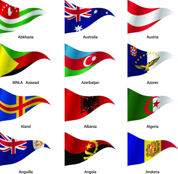 Set Flags World Sovereign States Triangular Shaped Vector Illustration ...