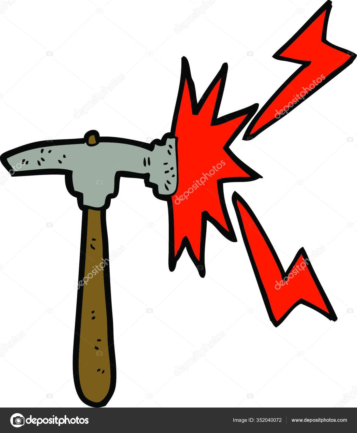 Martillo Dibujos Animados Ilustración Sobre Fondo Blanco Vector de ...
