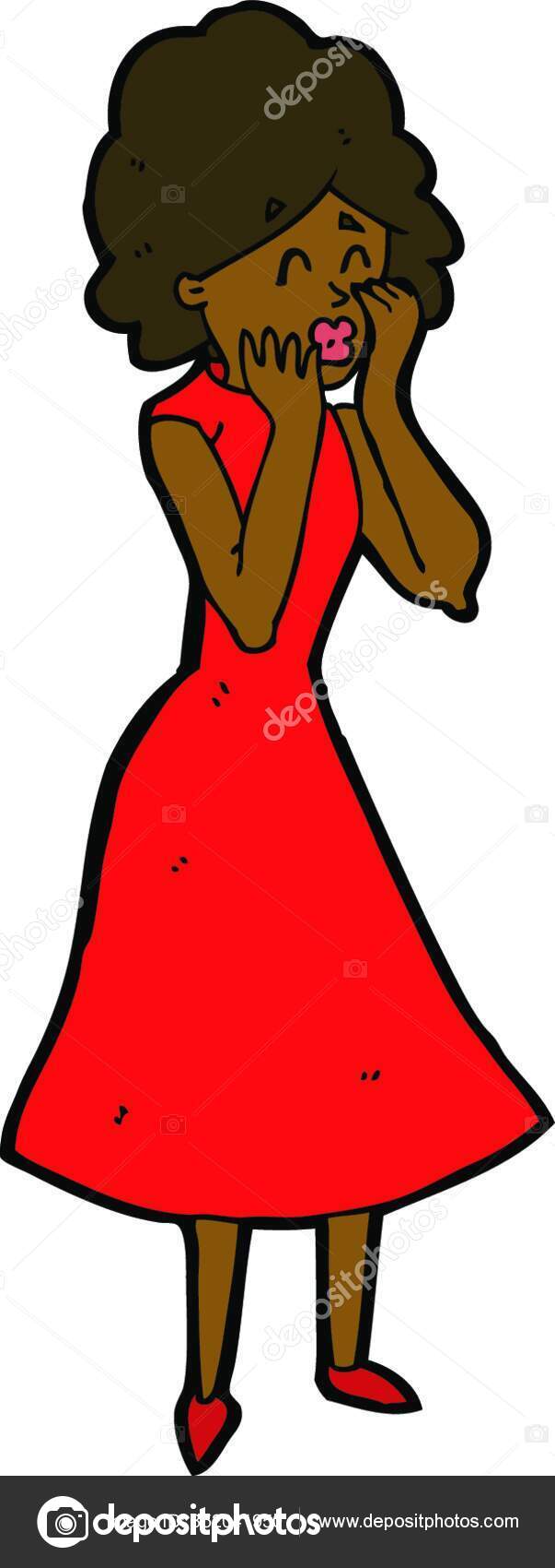 Dibujos Animados Mujer Preocupada Vector Ilustración Vector de stock ...