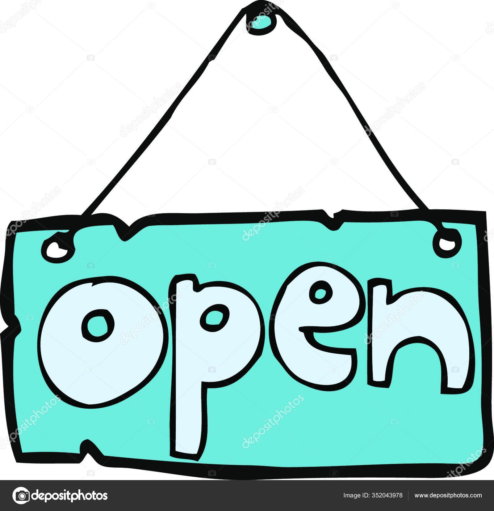 Cartoon Open Shop Sign Stock Illustration by ©PantherMediaSeller #352043978