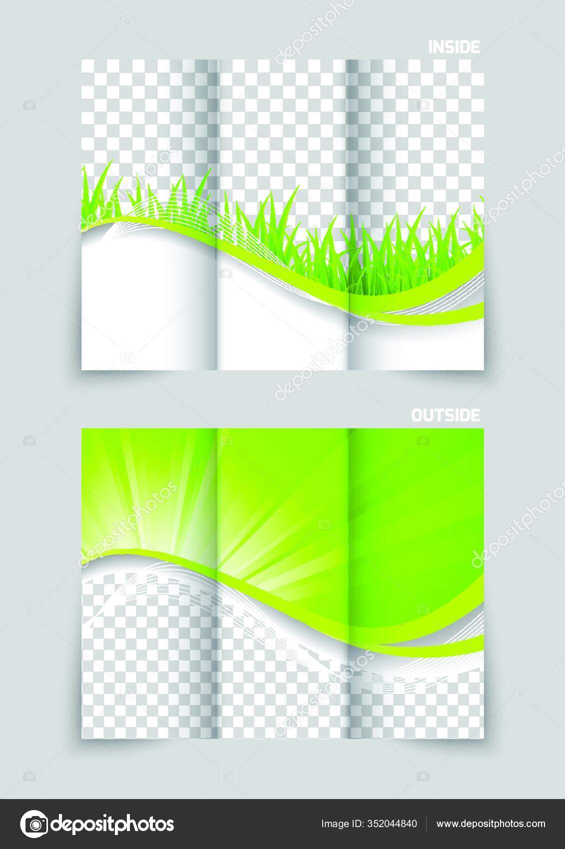 Tri Fold Brochure Template Design Green Color Grass Stock Vector Image ...