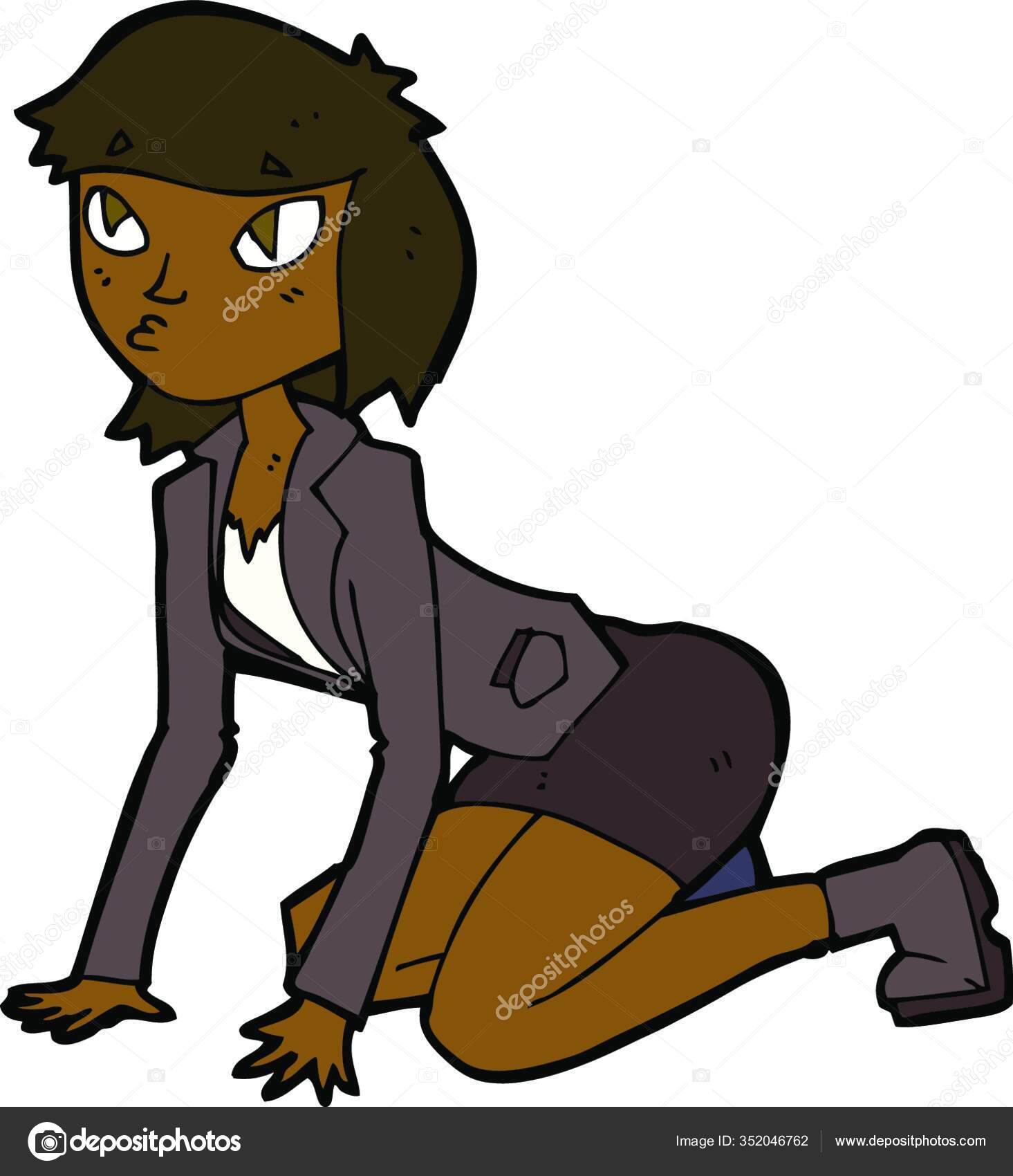Wanita Kartun Tangan Dan Lutut Vektor Stok oleh ©PantherMediaSeller ...