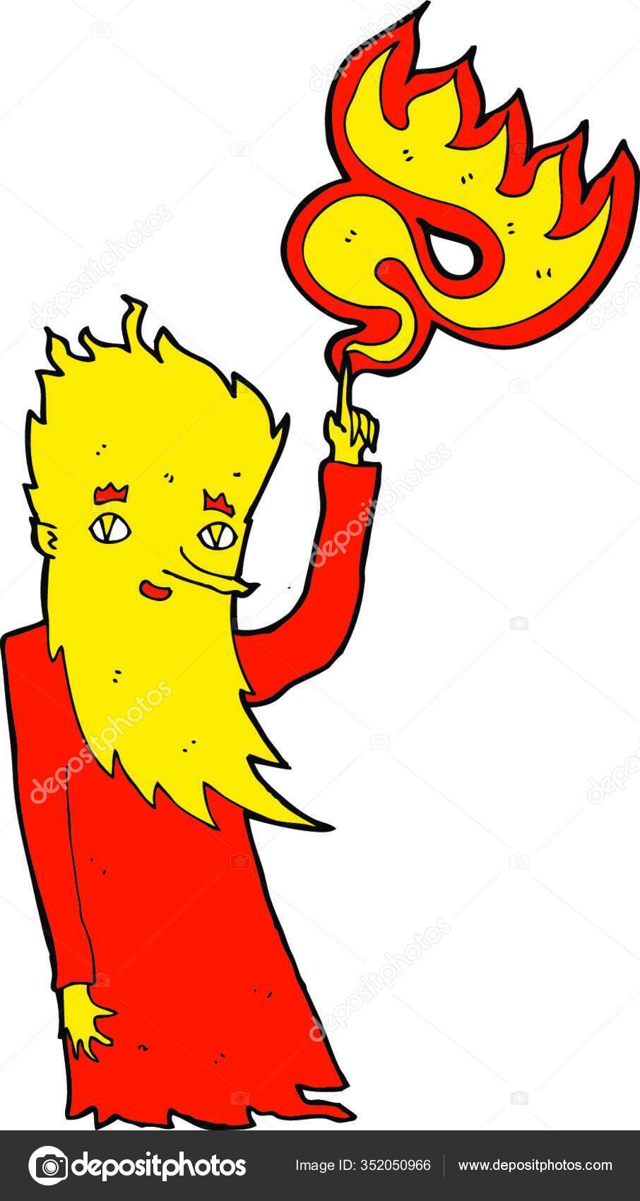 Cartoon Fire Spirit Illustration White Background Stock Illustration by ...