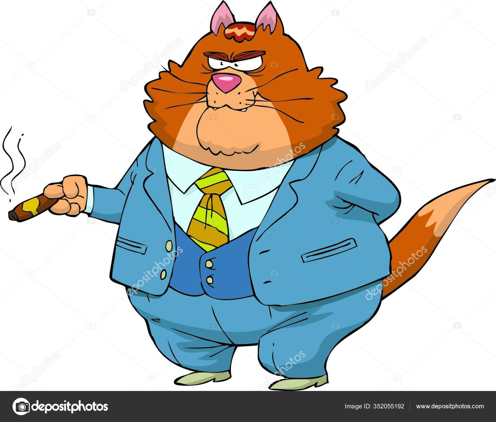 Fat Cat Boss White Background Vector Illustration Stock Vector Image by ...