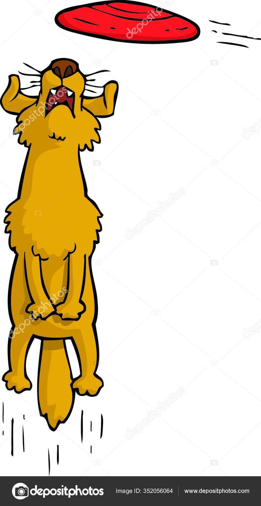 Cartoon Doodle Dog Catches Frisbee White Background Vector Illustration ...