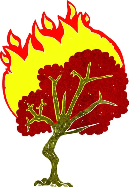 Cartoon Burning Tree Illustration White Background Stock Vector by ...