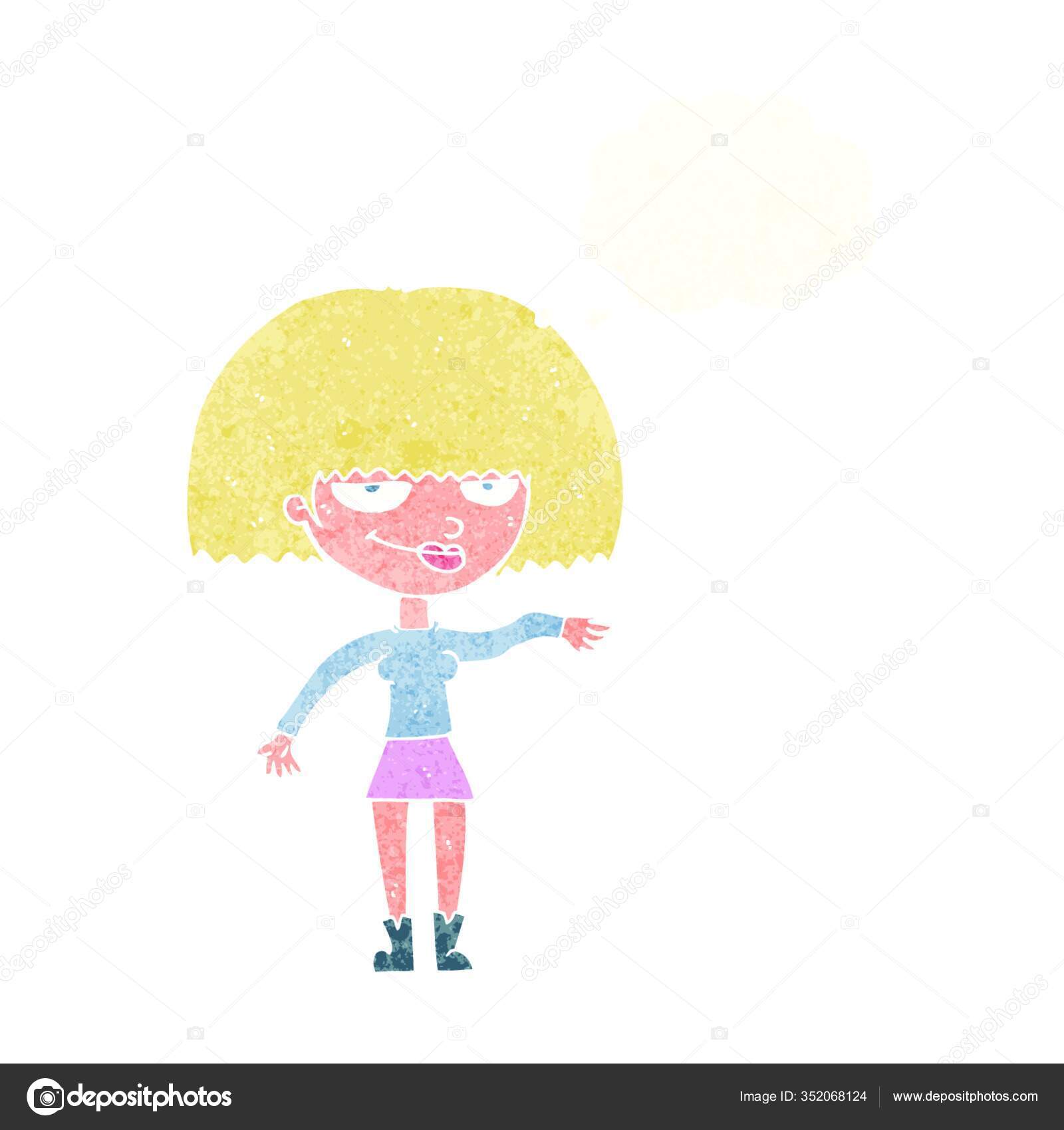 Cartoon Smug Woman Making Dismissive Gesture Thought Bubble Stock ...