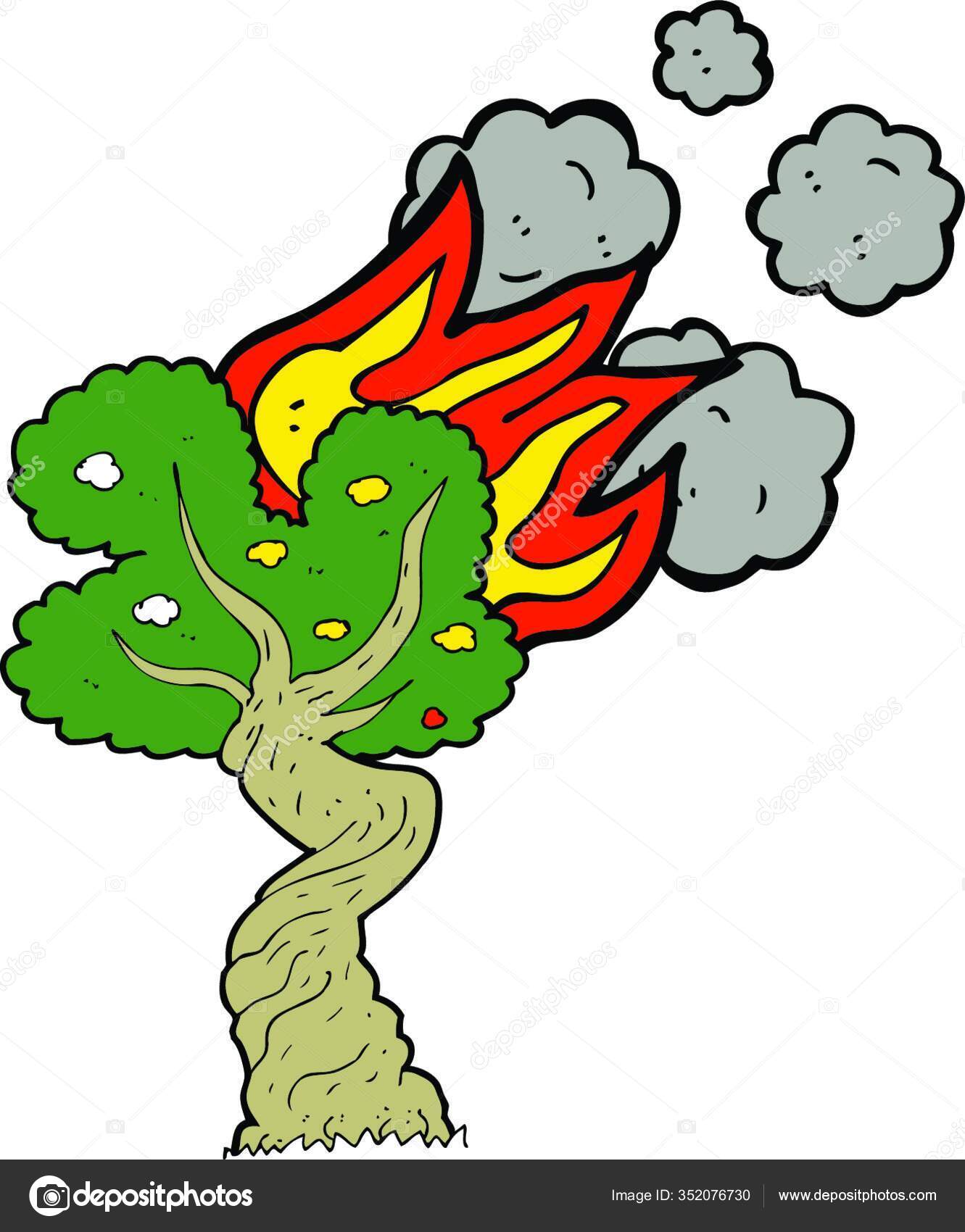 Dibujos Animados, Quema., Fuego, Diseño, Mano Imagen Vectorial de ...