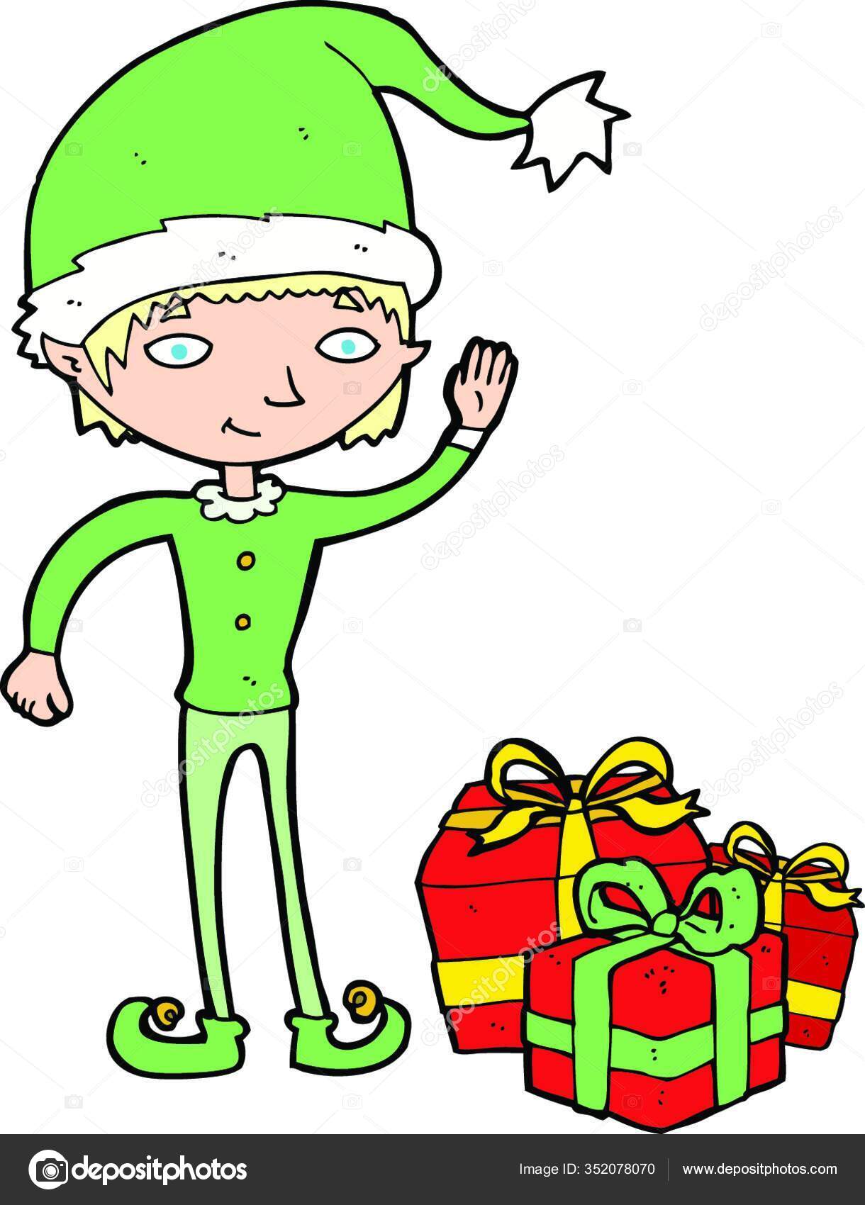 Cartoon Christmas Elf Illustration White Background Stock Illustration ...