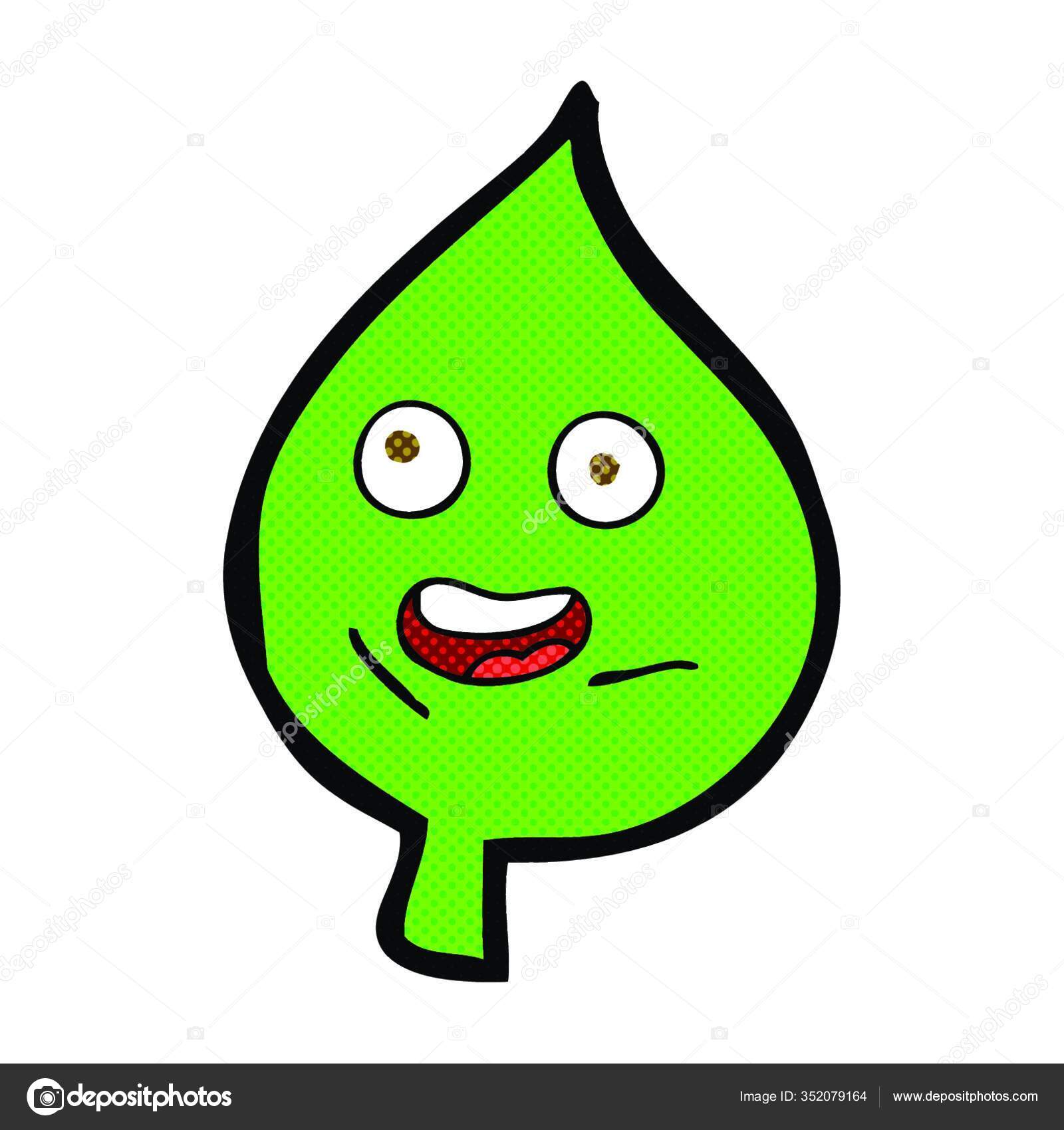 Cartoon Happy Leaf Illustration White Background Stock Vector by ...