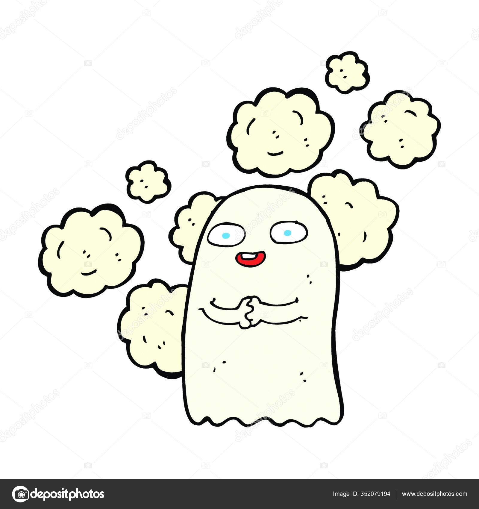 Cartoon Spooky Ghost Illustration White Background Stock Vector by ...