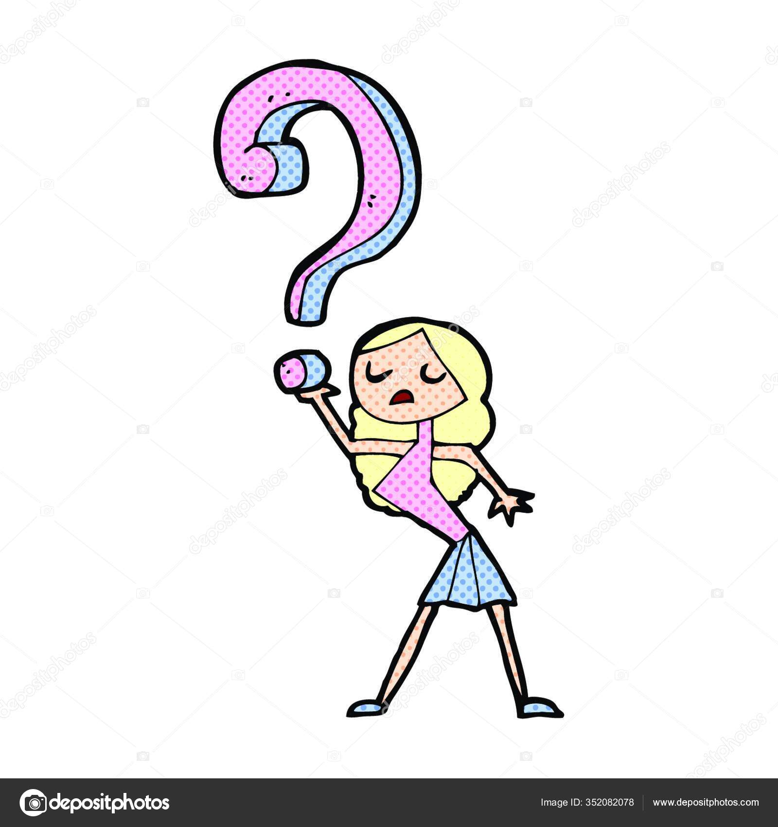 Chica Dibujos Animados Haciendo Una Pregunta Vector de stock #352082078 ...