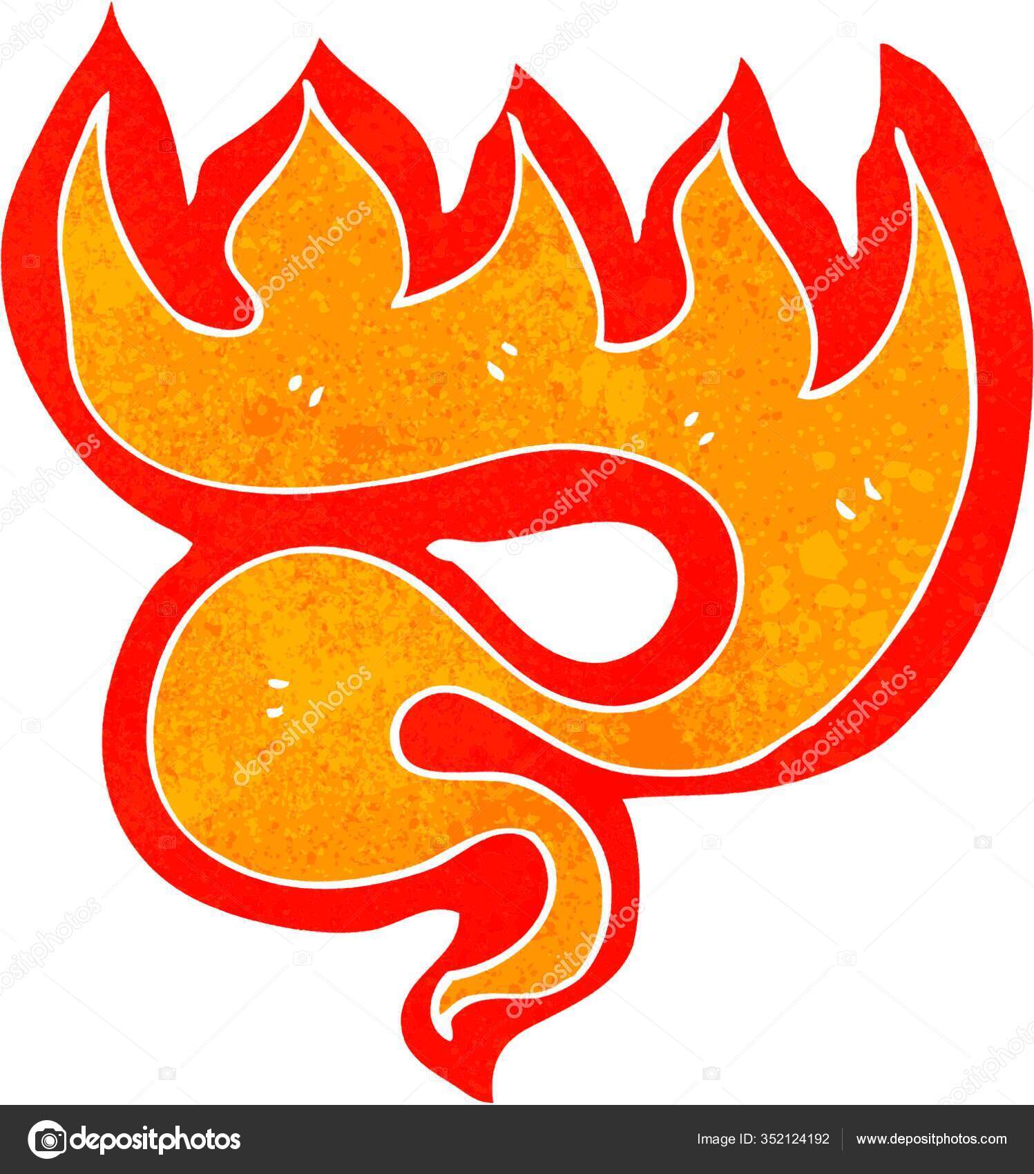 Retro Cartoon Fire Illustration White Background Stock Vector by ...