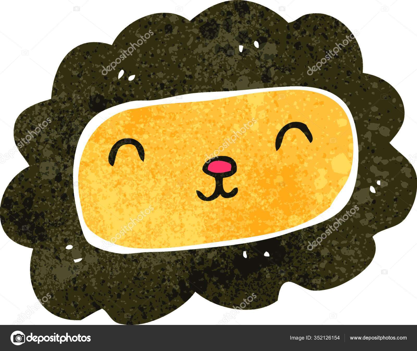 Retro Cartoon Lion Illustration White Background Stock Vector by ...