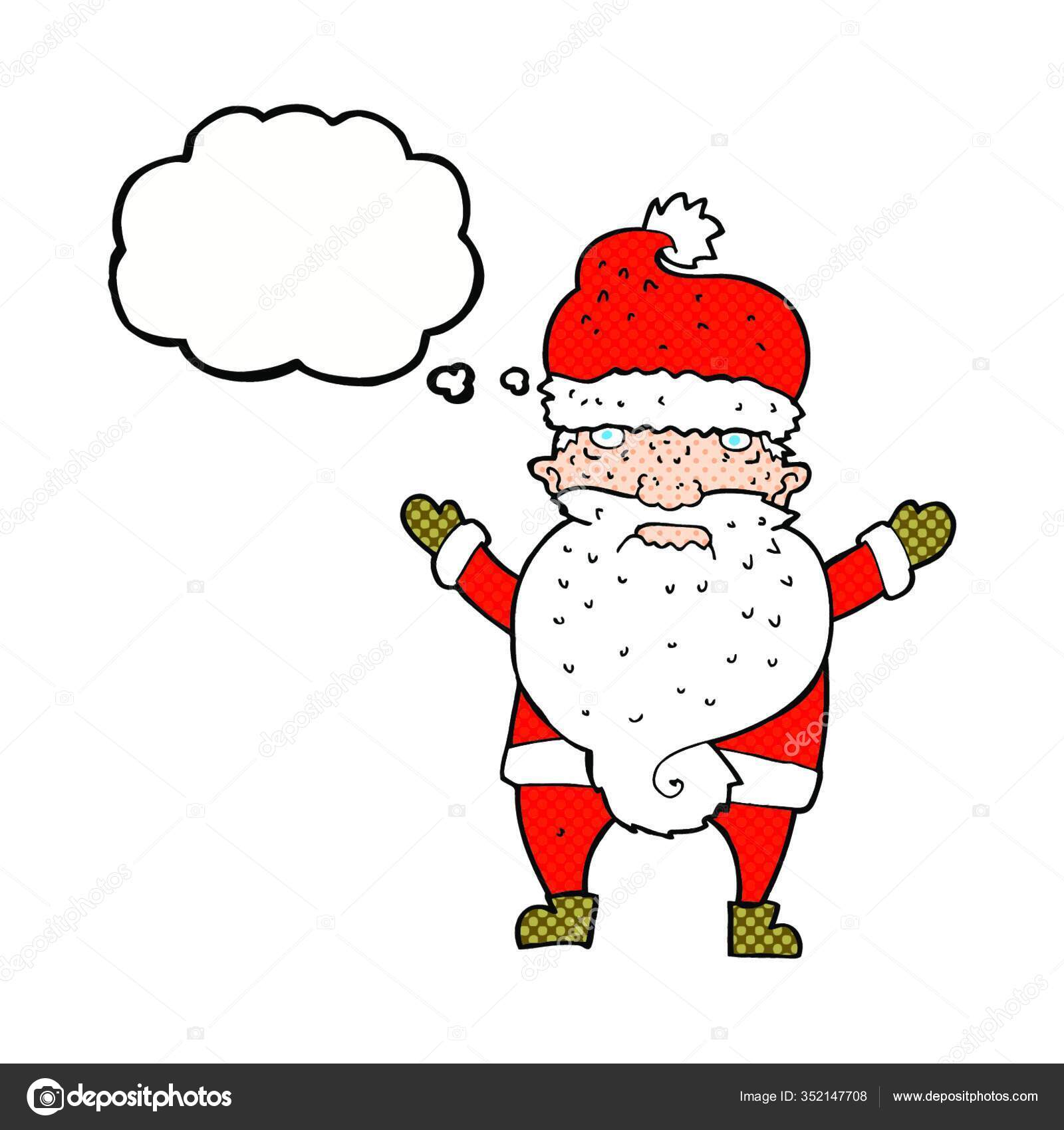 Cartoon Grumpy Santa Thought Bubble Stock Illustration by ...