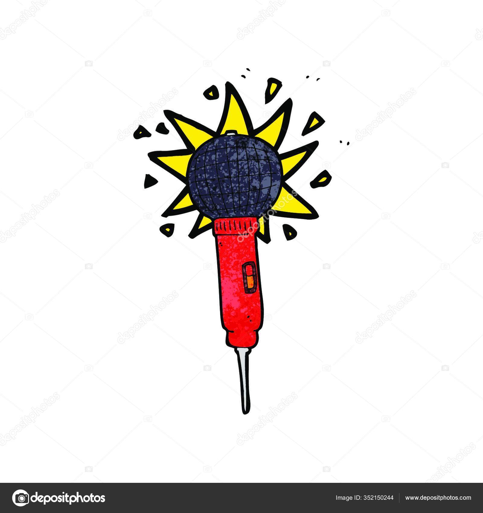 Cartoon Microphone Illustration White Background Stock Vector by ...