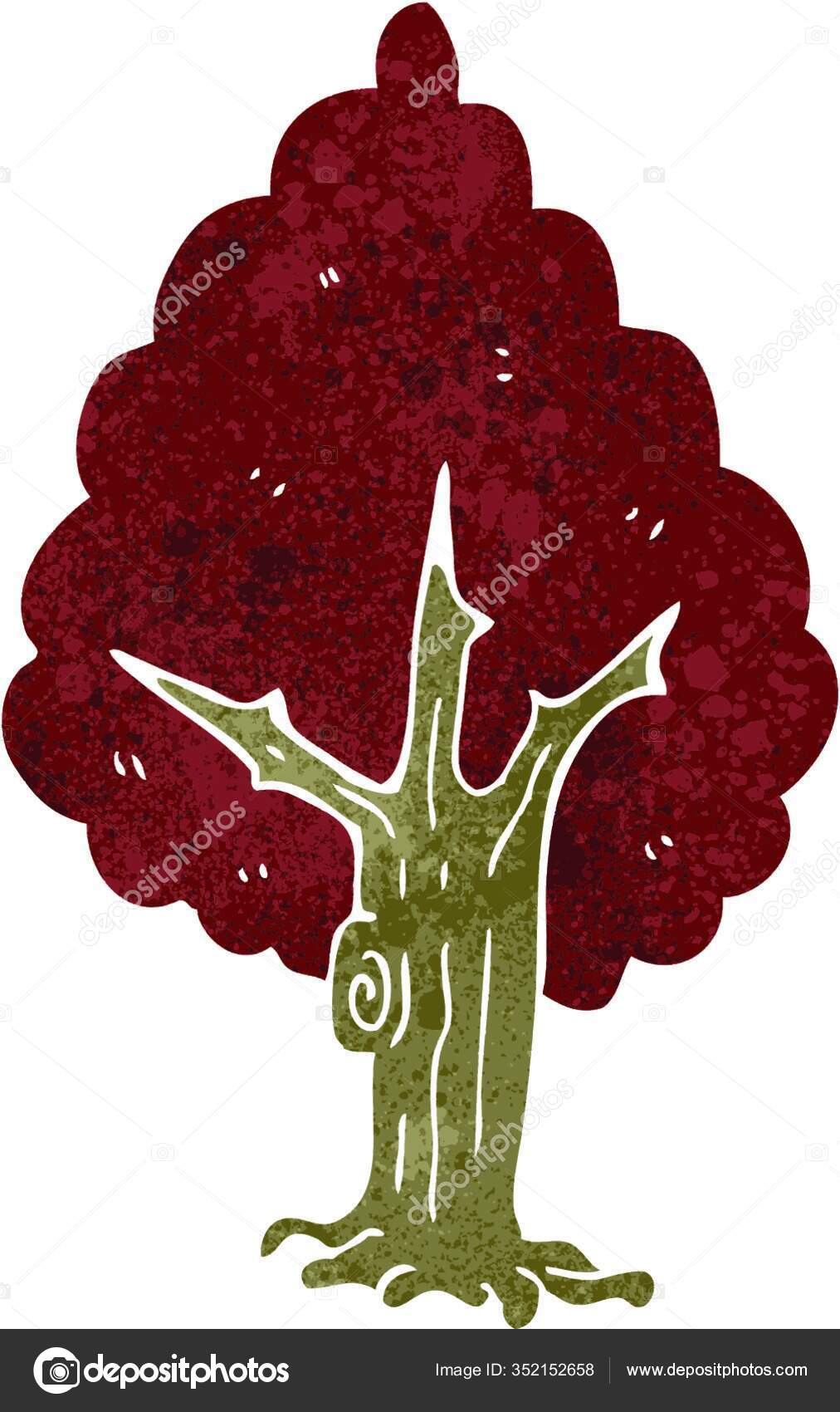 Retro Cartoon Tree Illustration White Background Stock Vector by ...