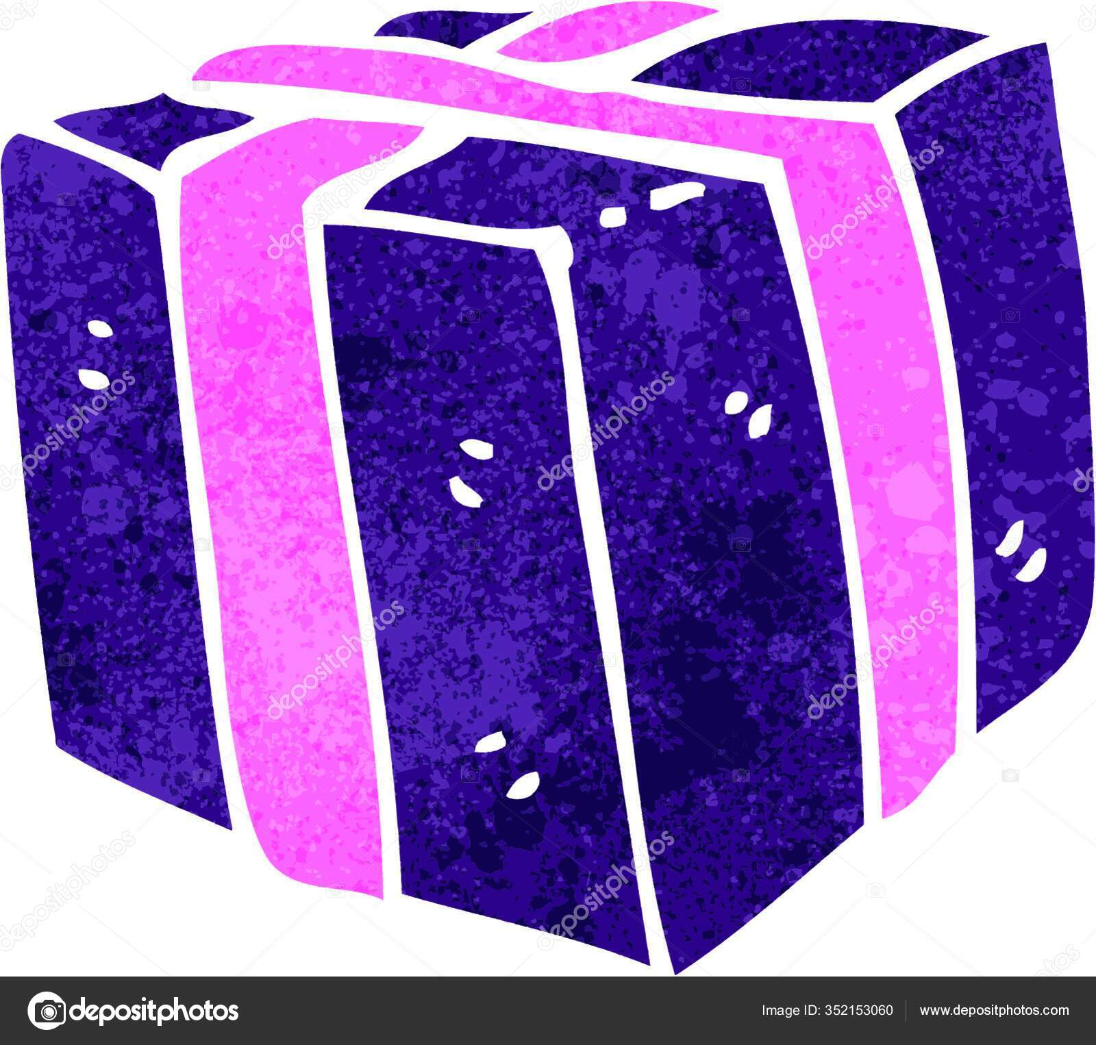 Retro Cartoon Present Illustration White Background Stock Vector by ...