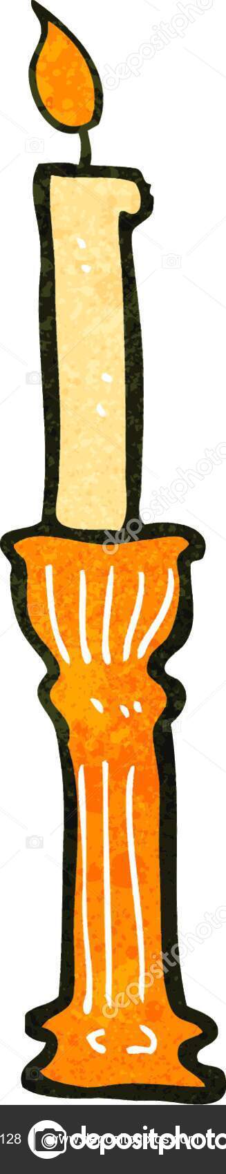 Retro Cartoon Candlestick Illustration White Background Stock Vector by ...