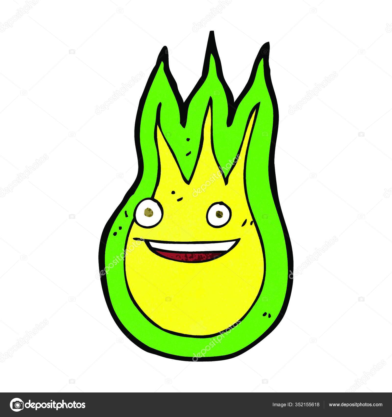 Kartun Ramah Bola Api Ilustrasi Latar Belakang Putih Vektor Stok oleh ...