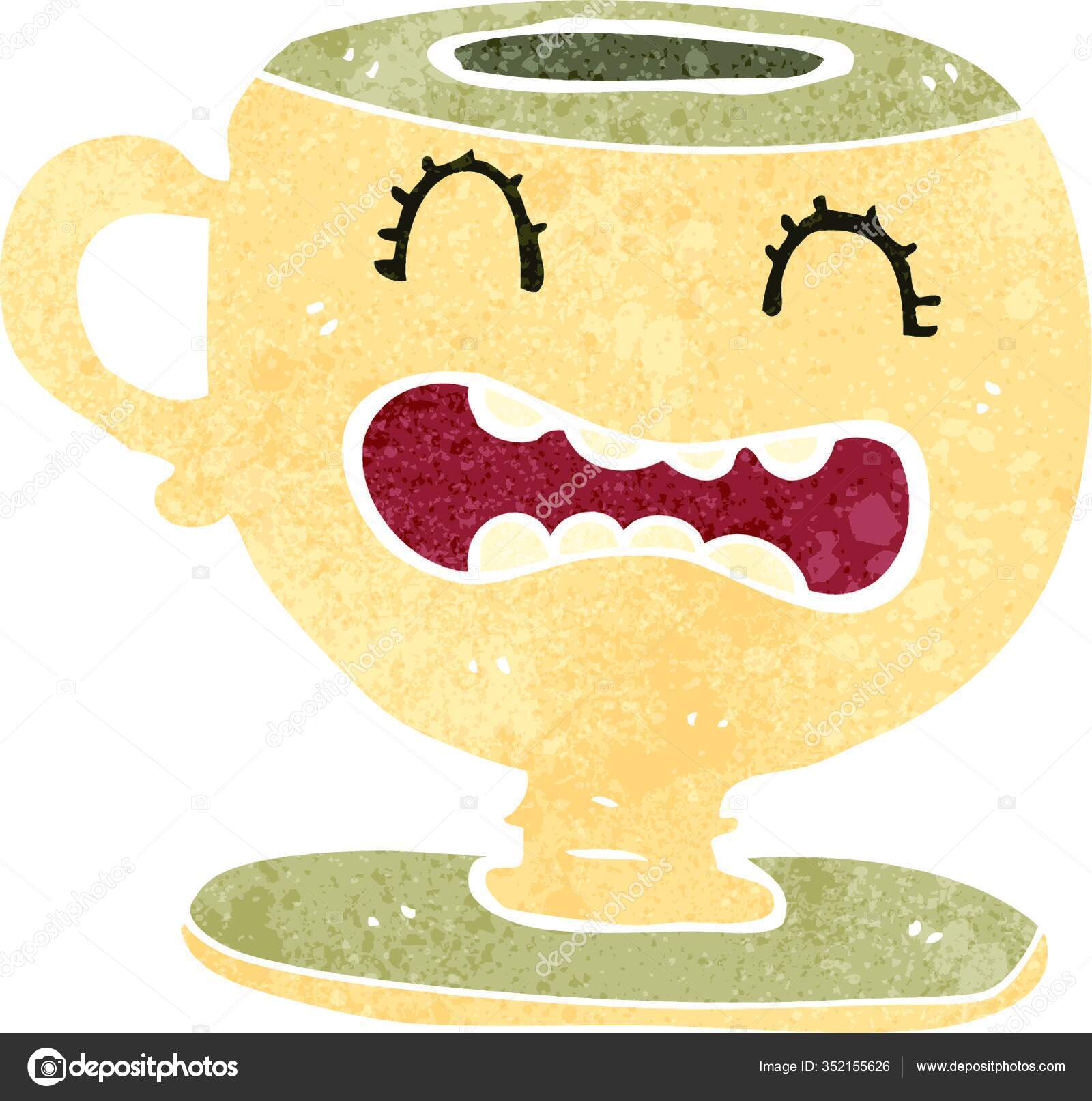Retro Cartoon Teacup Illustration White Background Stock Vector by ...