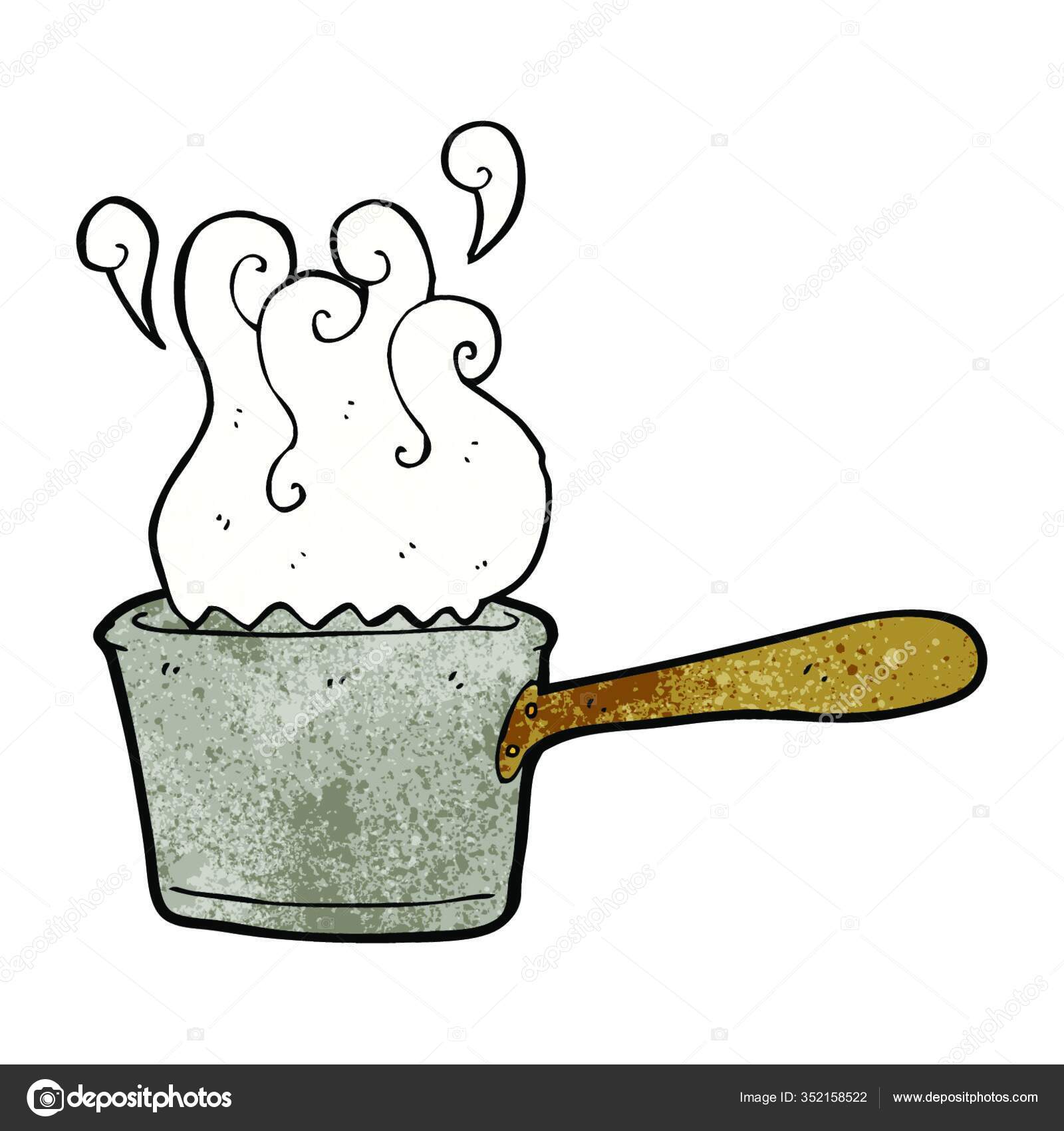 Panela Cozinha Dos Desenhos Animados Ilustração Fundo Branco Vetor de ...