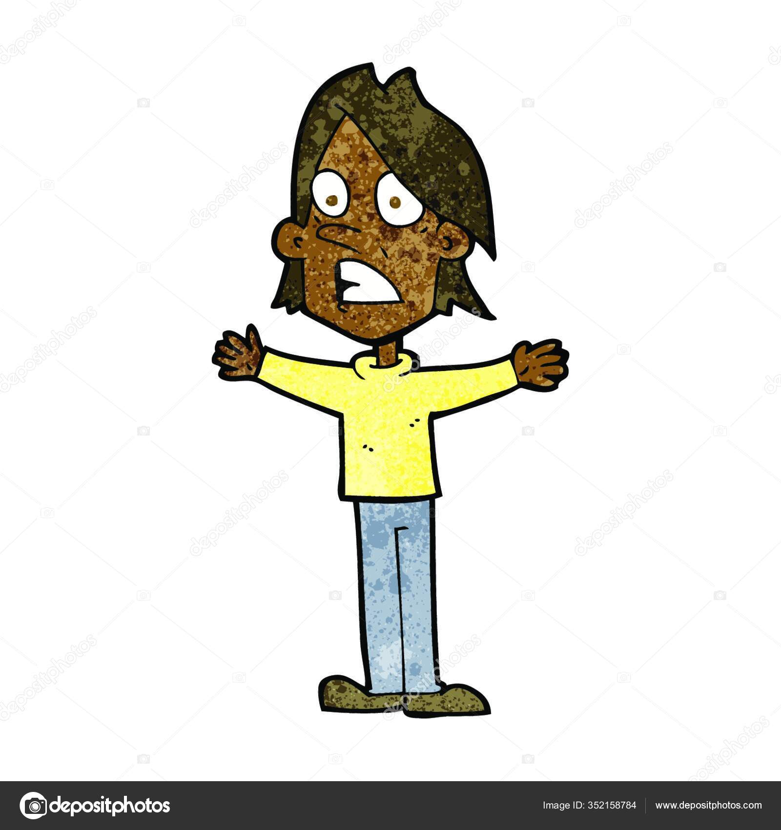 Cartoon Frightened Man Illustration White Background Stock Vector Image ...