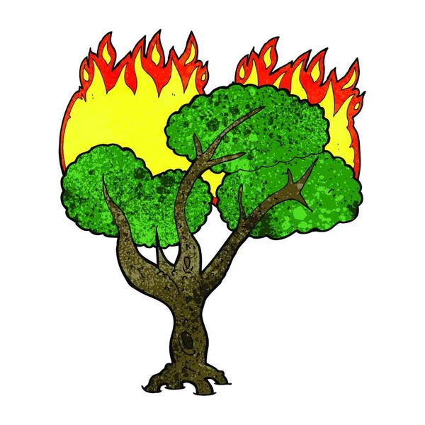 Cartoon Burning Tree Illustration White Background Stock Vector by ...