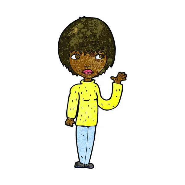 Cartoon Waving Woman Isolated White Background Stock Vector by ...