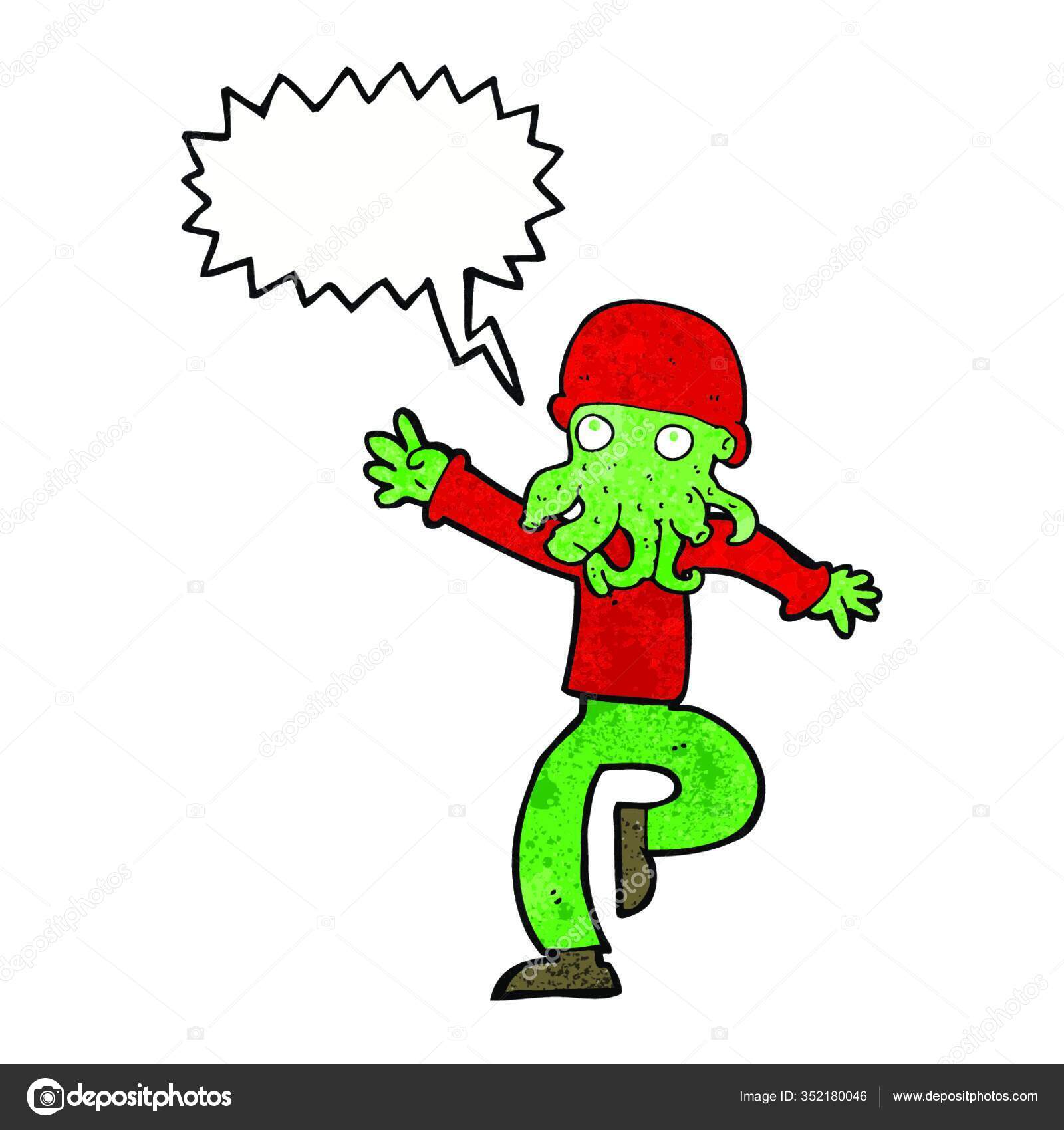 Cartoon Alien Monster Man Speech Bubble Stock Vector Image by ...
