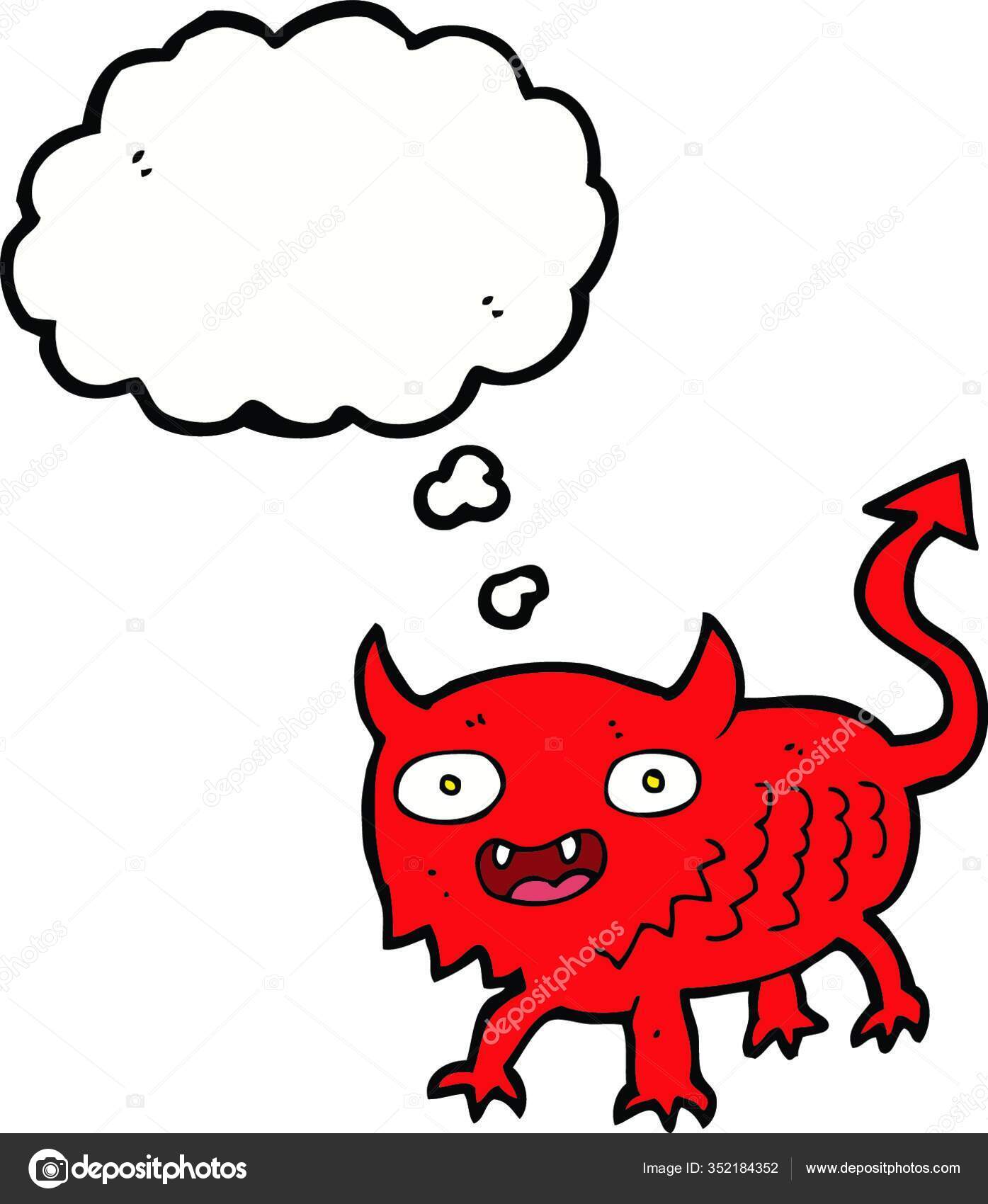 Cartoon Little Demon Thought Bubble Stock Vector Image by ...
