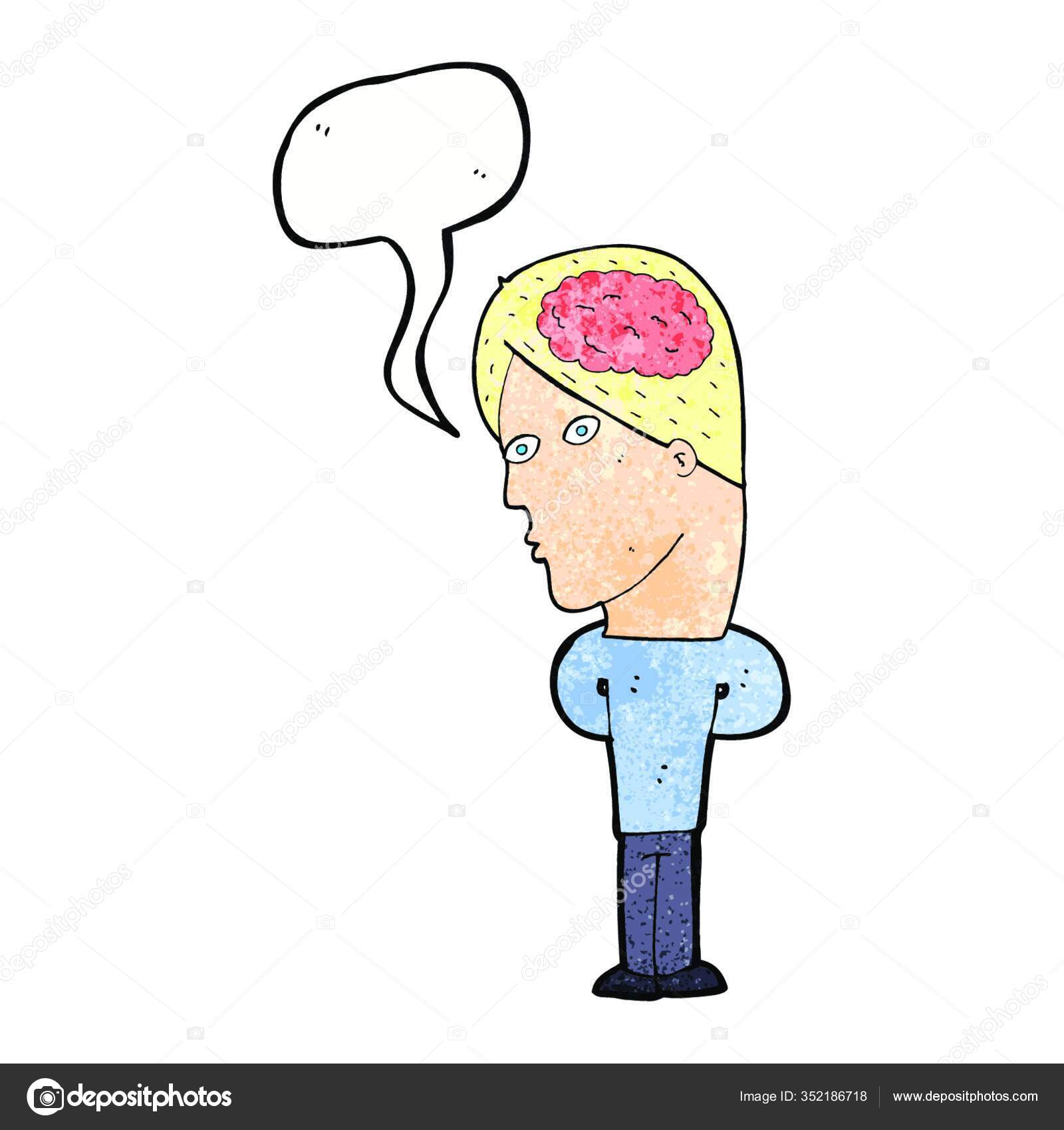Cartoon Man Big Brain Speech Bubble Stock Vector Image by ...