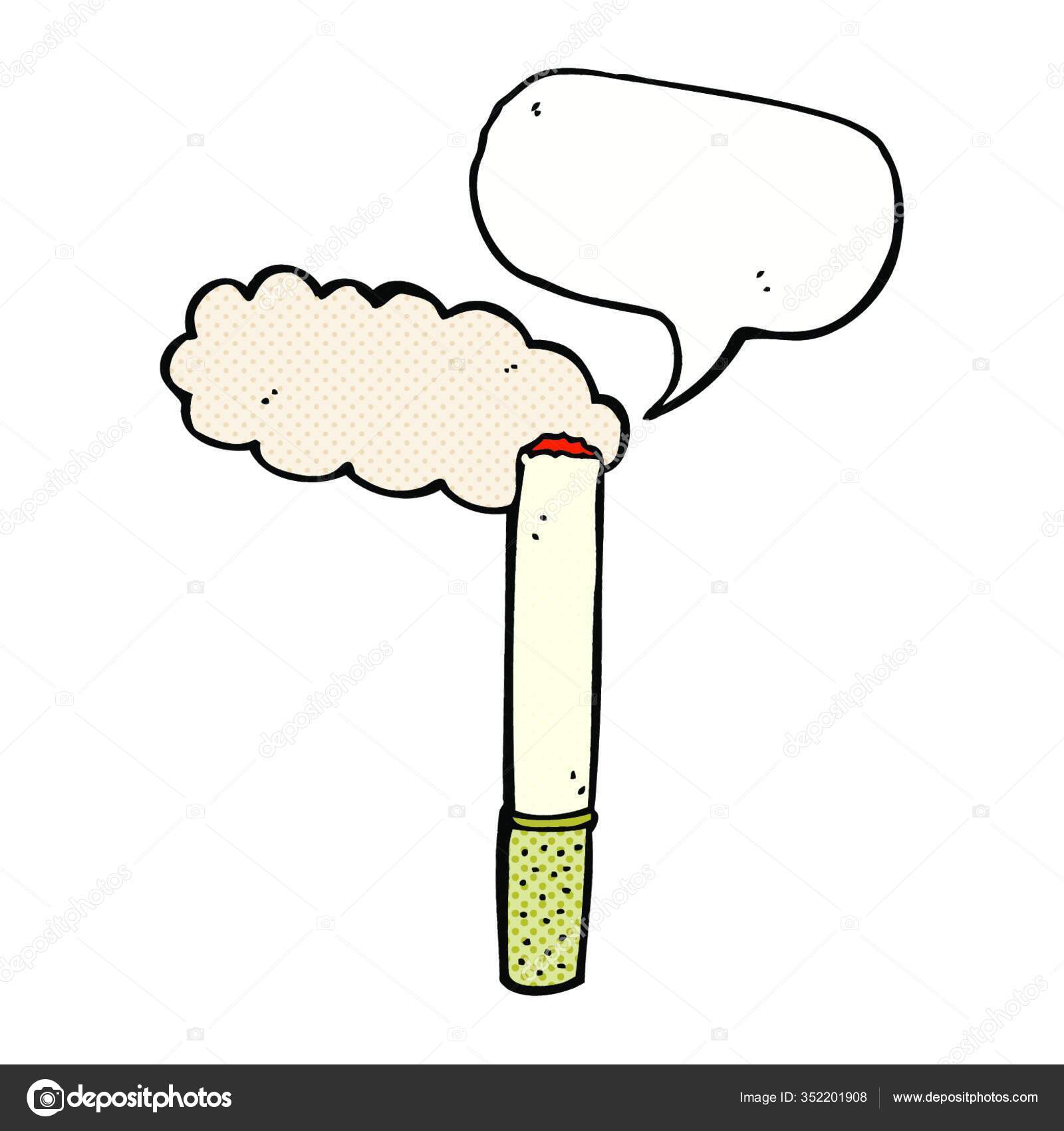 Cigarrillo Dibujos Animados Con Burbuja Habla Vector de stock por ...