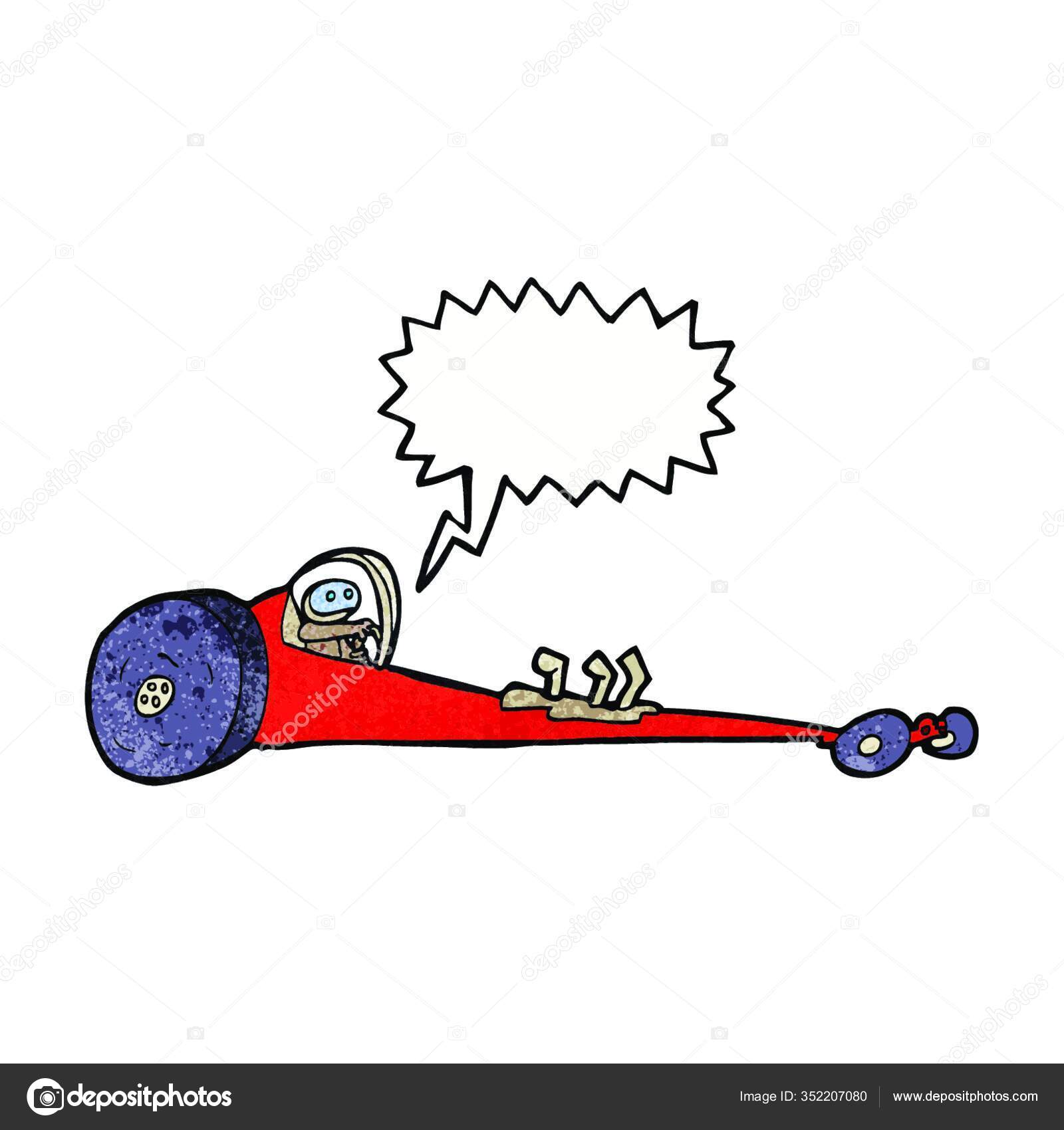 Dessin Animé Drag Racer Avec Bulle Parole Vecteur par ...